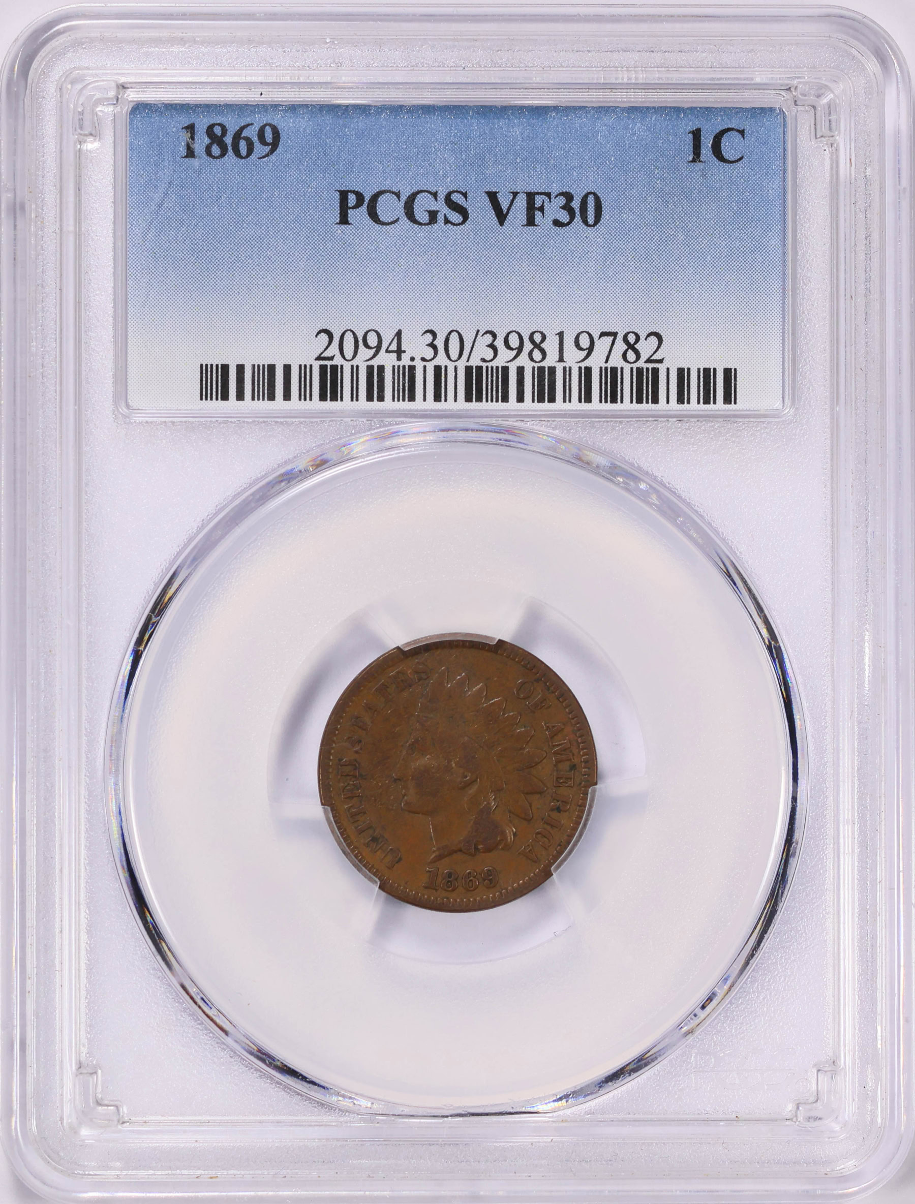 1869 Indian Cent PCGS VF-30 BN (Item 1872008) | GreatCollections Coin ...