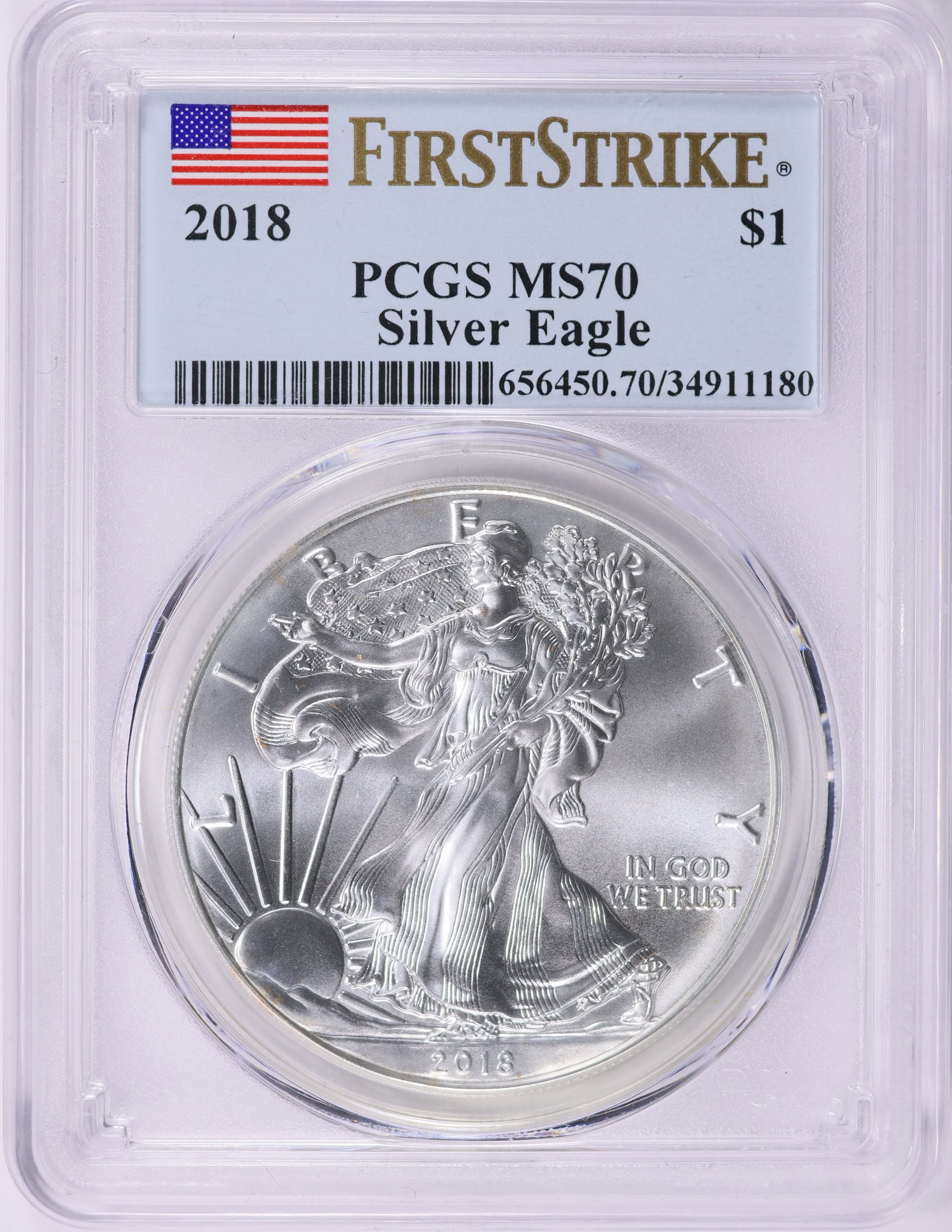 2018 $1 Silver Eagle First Strike PCGS MS-70 (Item 1872012 ...