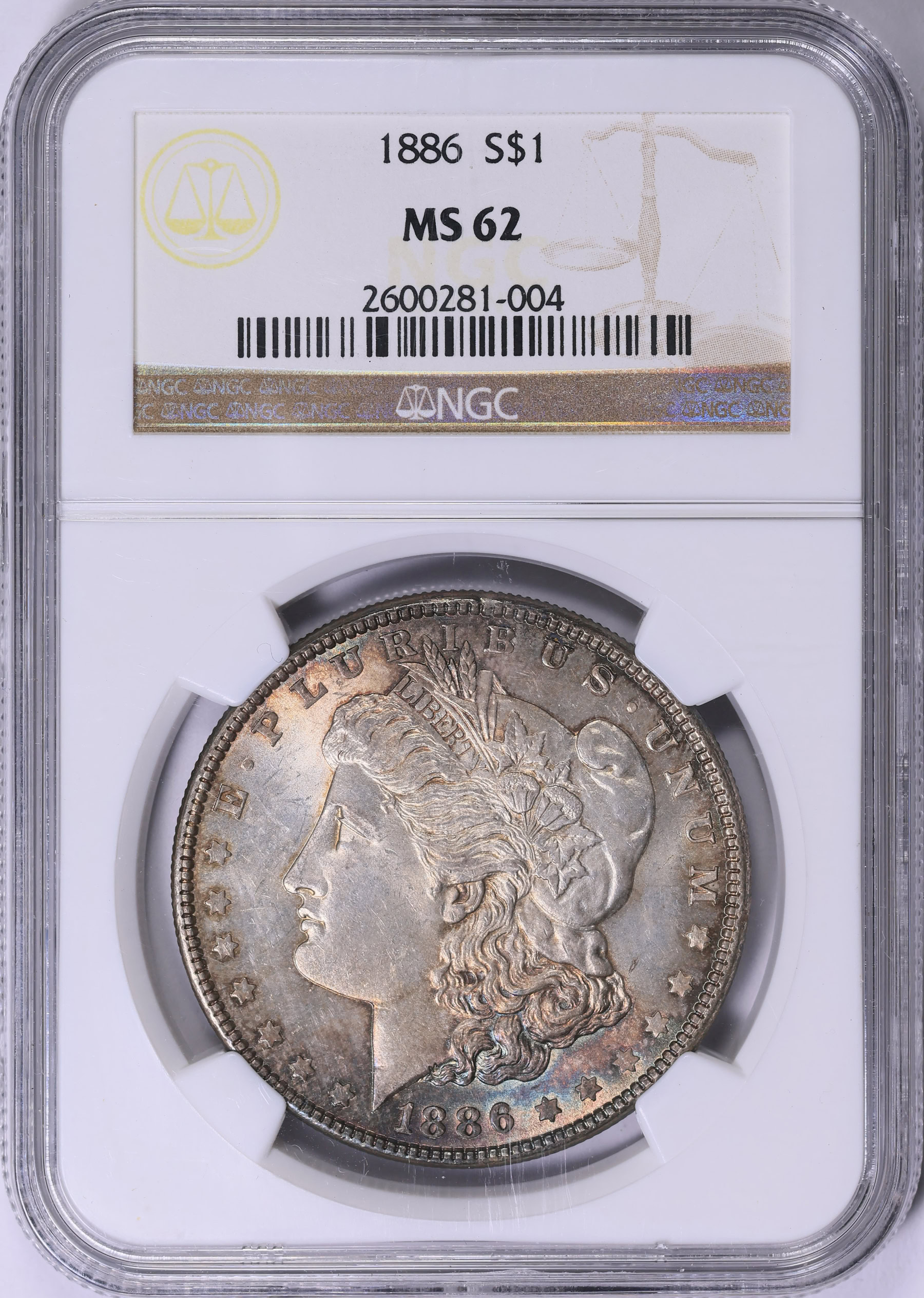 1886 Morgan Silver Dollar NGC MS-62 (Toned) (Item 1872113) | GreatCollections Coin Auctions