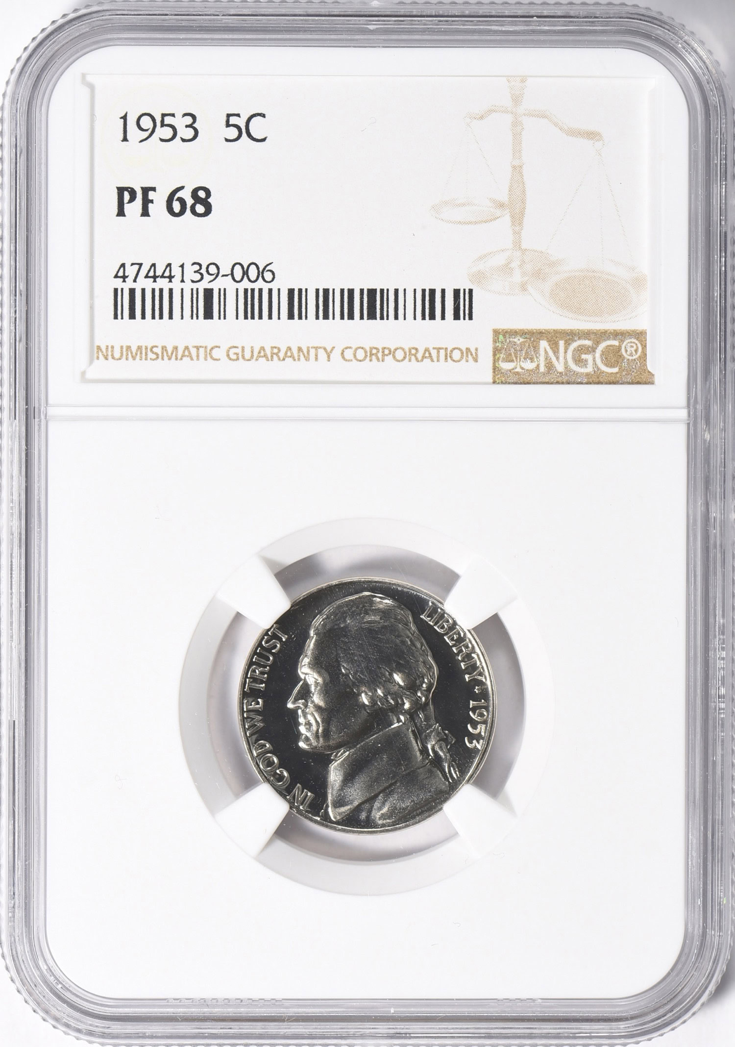 1953 Jefferson Nickel NGC Proof-68 (Item 1872134) | GreatCollections Coin Auctions