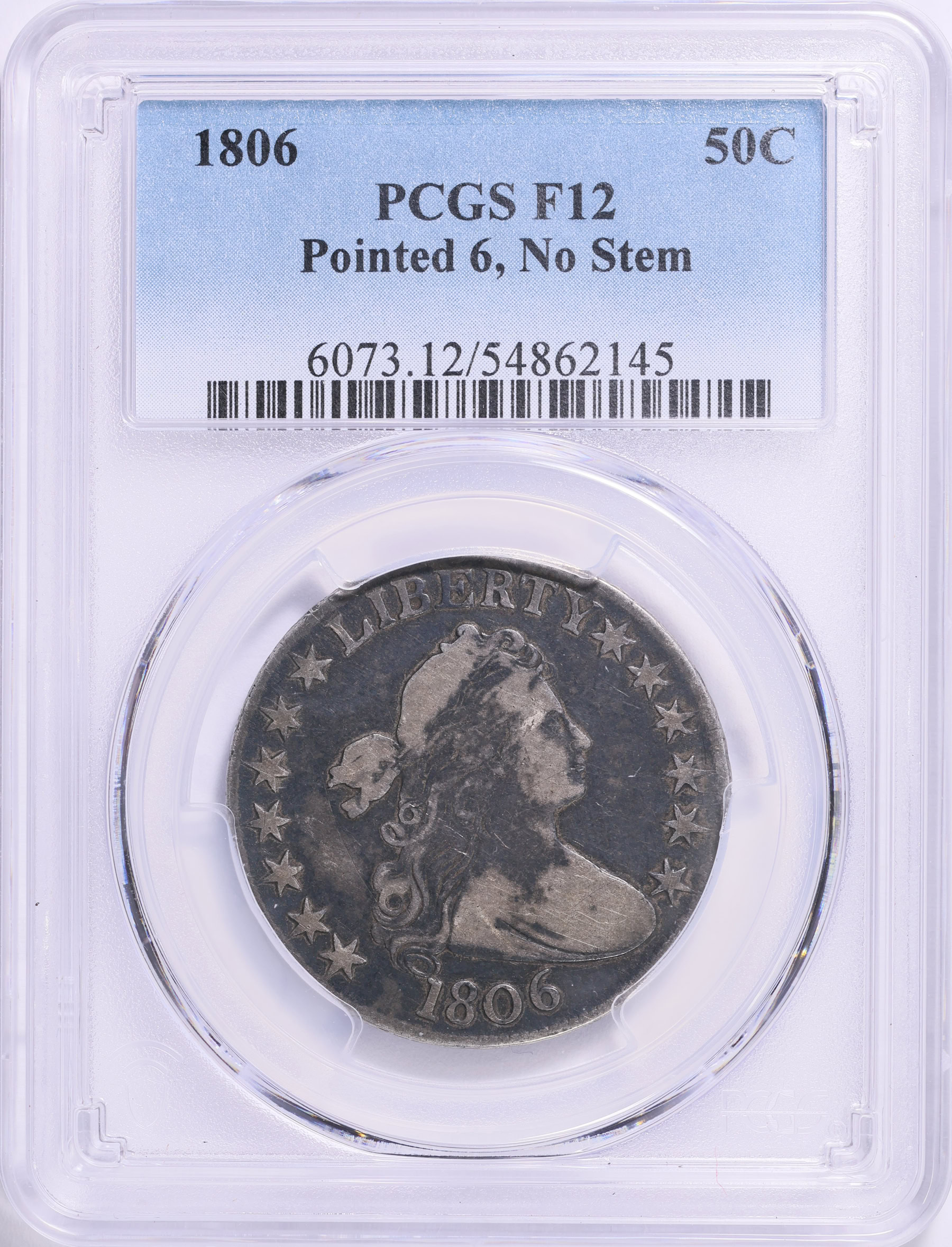 1806 Draped Bust Half Dollar Pointed 6, No Stem PCGS F-12 (Item 1872188 ...