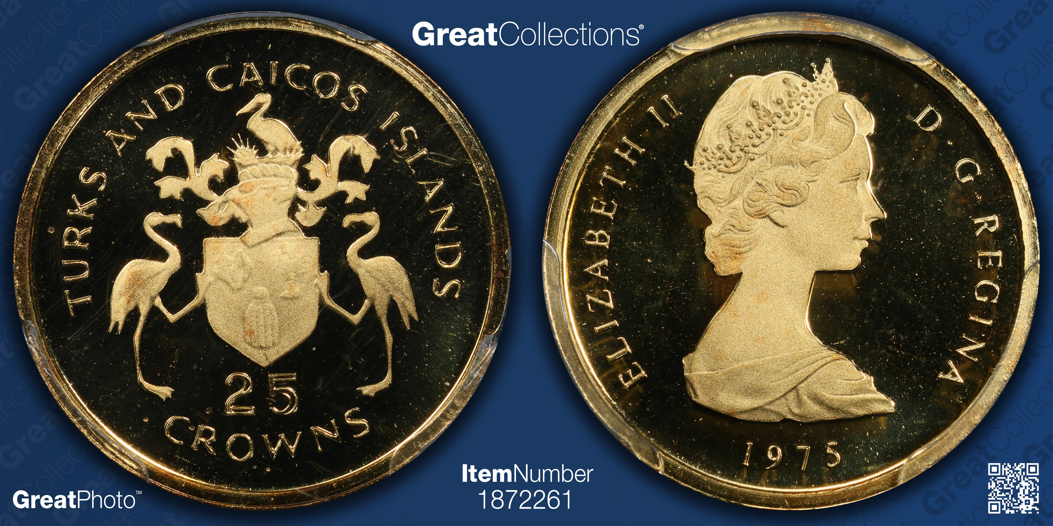 Turks & Caicos Islands 1975 Gold 25 Crowns KM-91 PCGS Proof-69 DCAM ...