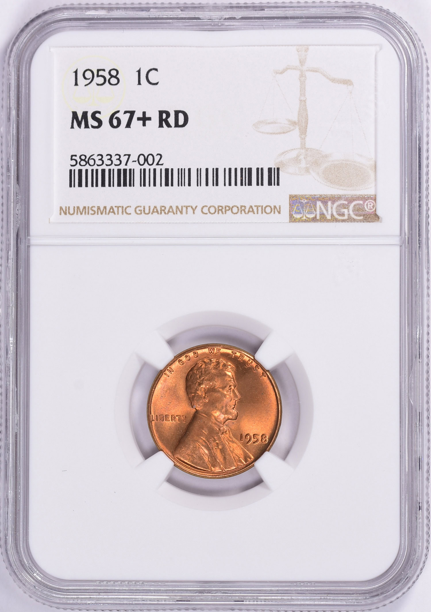 1958 Lincoln Cent NGC MS-67+ RD (Item 1872291) | GreatCollections Coin Auctions
