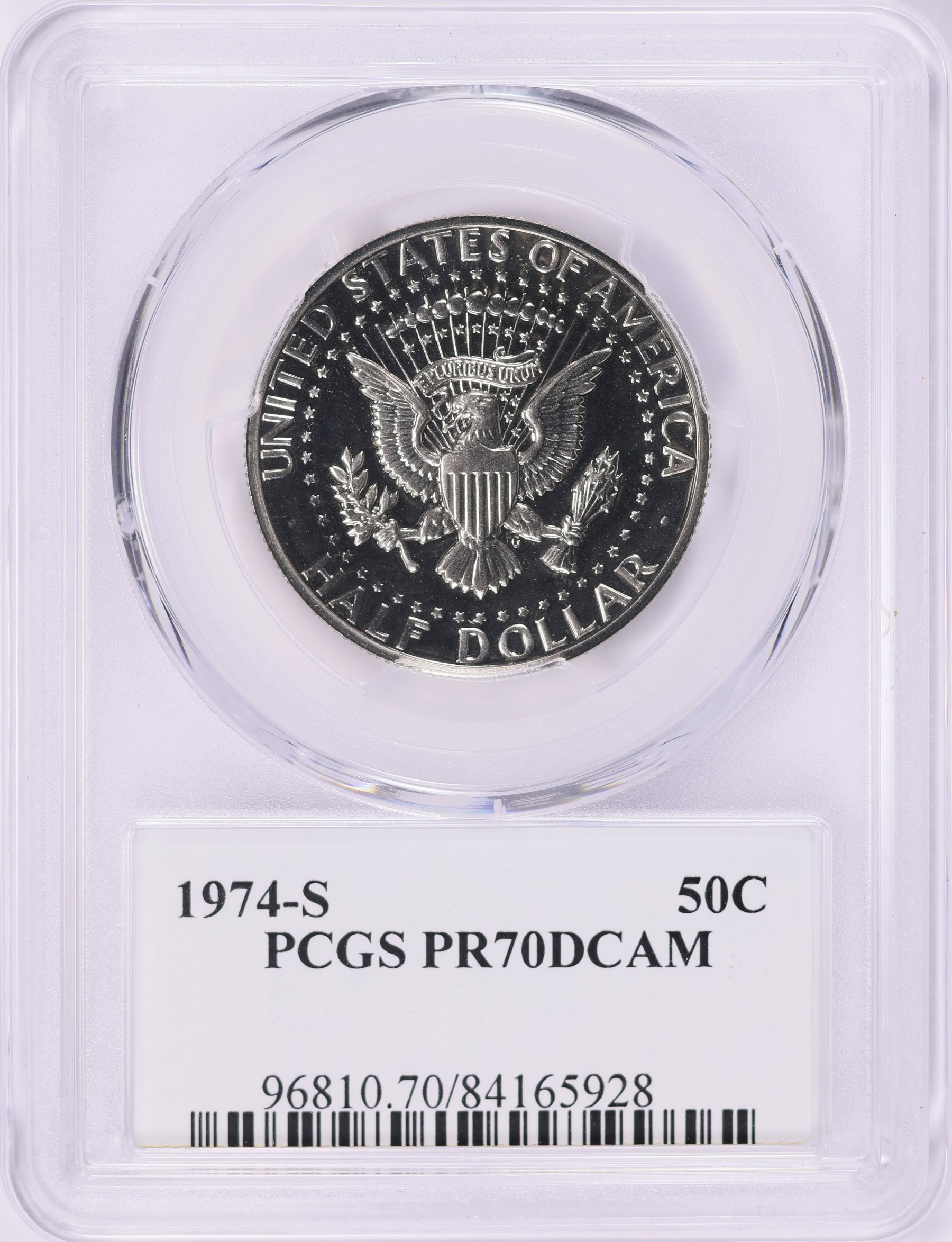 1974-S Kennedy Half Dollar PCGS Proof-70 DCAM (John F. Kennedy Label) (Item 1872379 ...