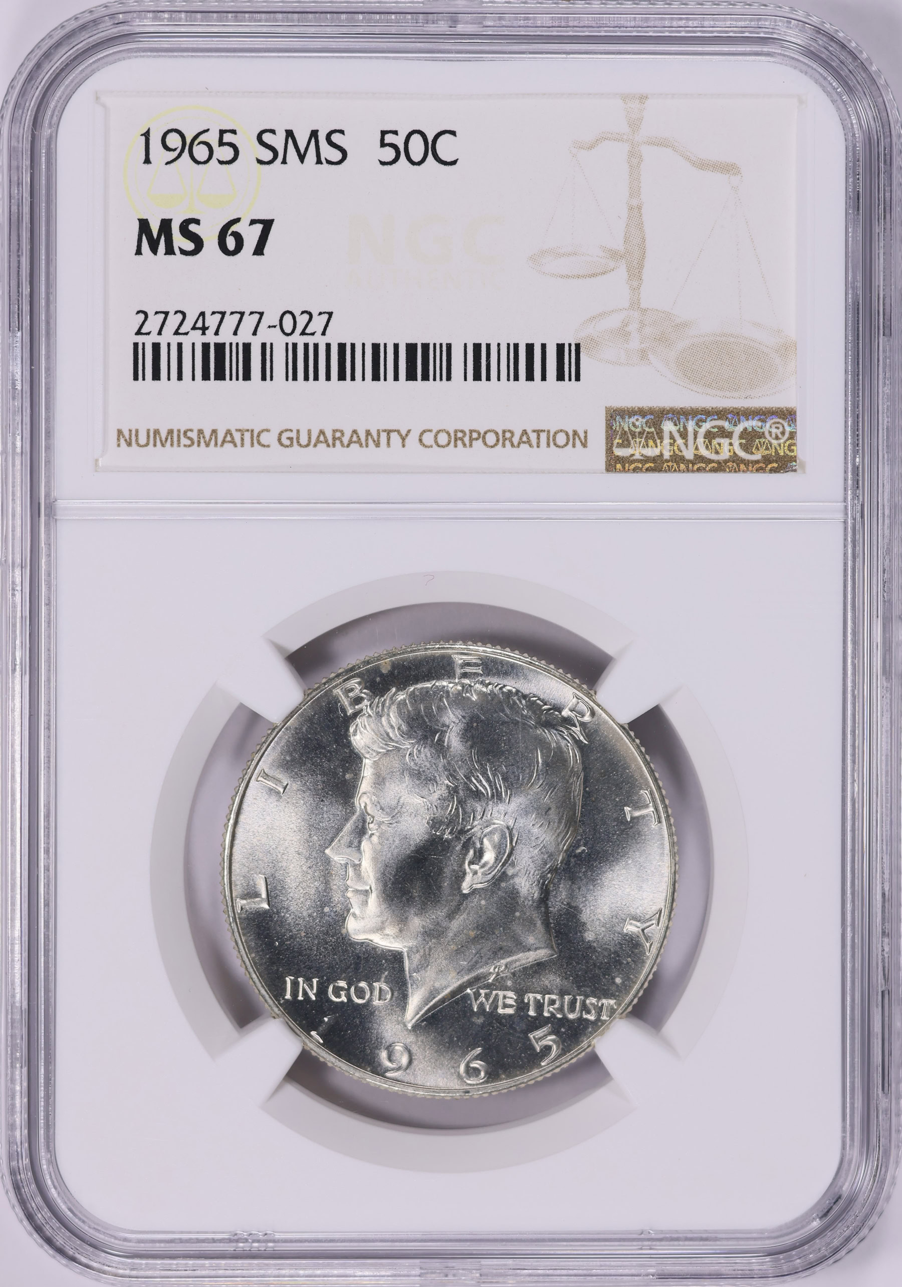 1965 Kennedy Half Dollar SMS NGC MS-67 (Item 1872389) | GreatCollections Coin Auctions