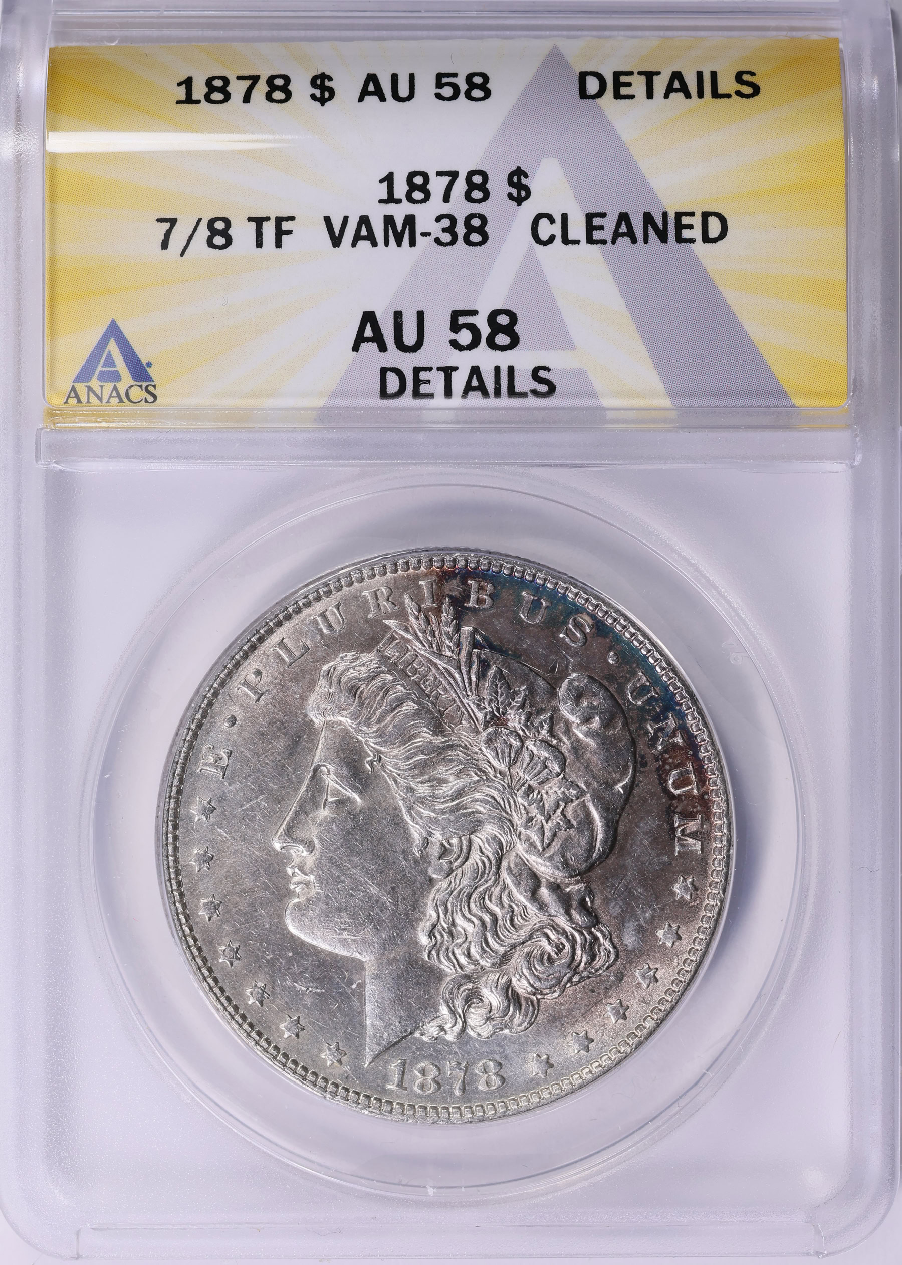 1878 7/8TF Morgan Silver Dollar VAM-38 ANACS AU-58 Details (Item 1872451) | GreatCollections ...