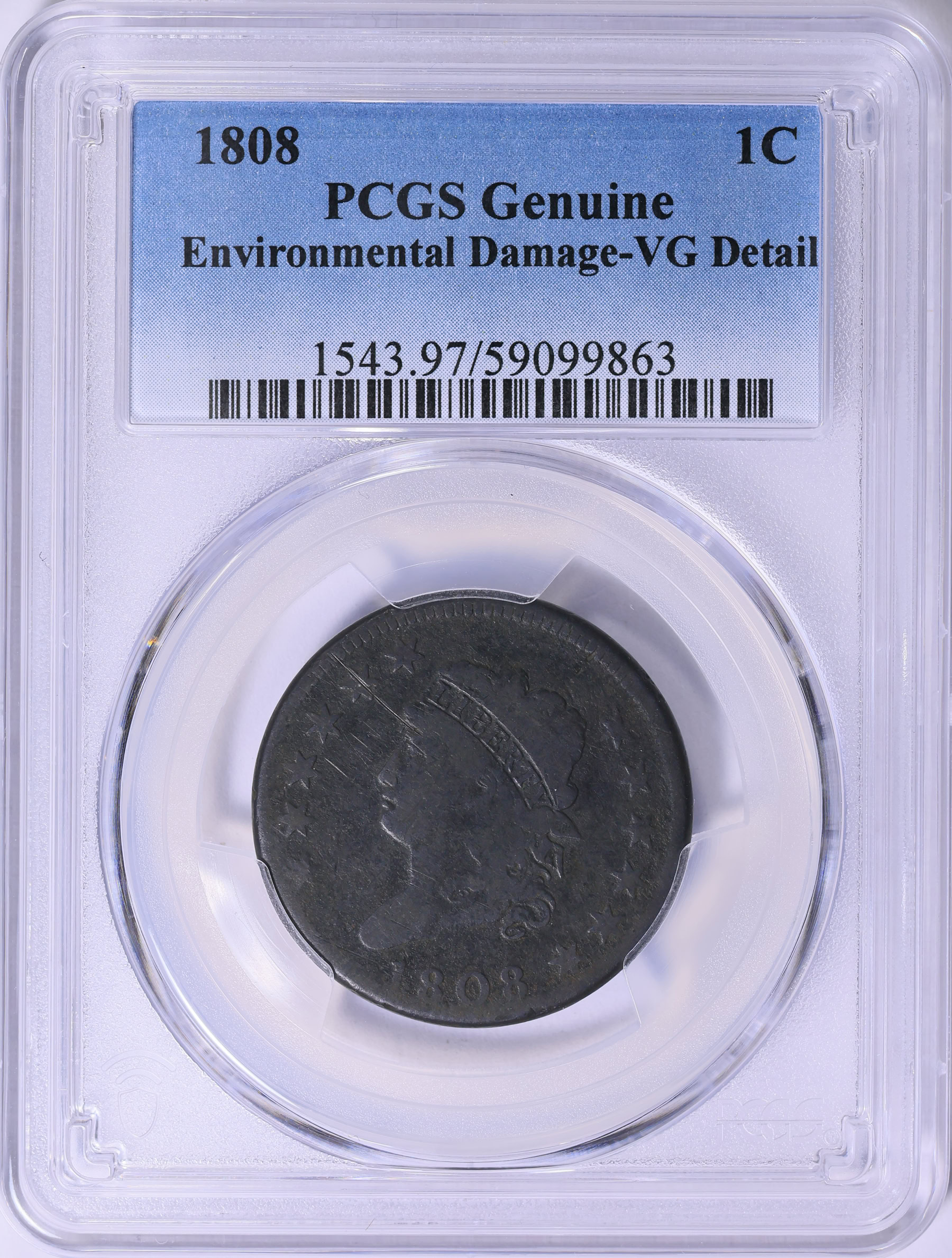 1808 Classic Cent PCGS Genuine VG Details (Item 1872488 ...