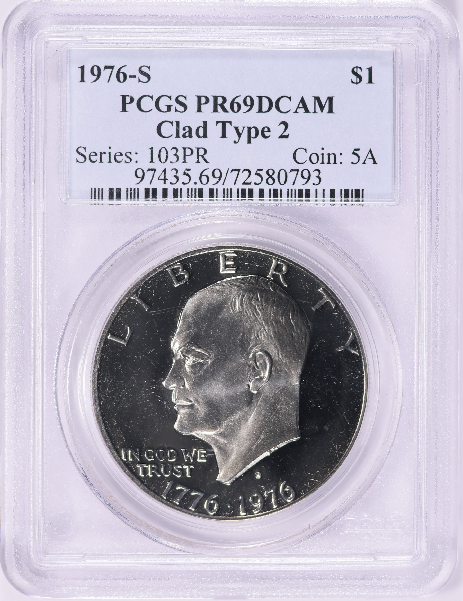 1976-S Eisenhower Dollar Clad Type 2 PCGS Proof-69 DCAM (Item 1872522) | GreatCollections Coin ...