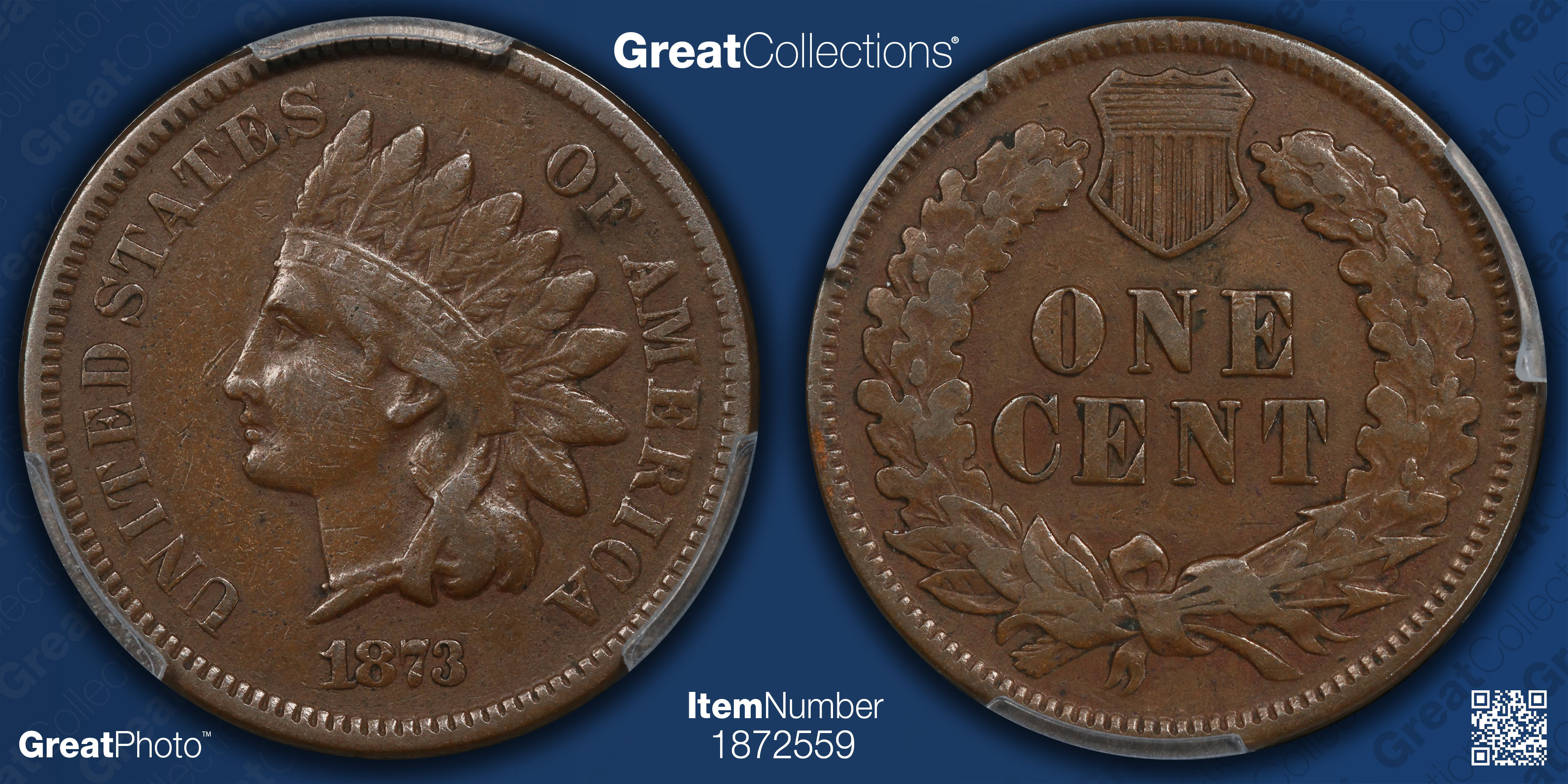 1873 Indian Cent Open 3 PCGS VF-30 BN (Item 1872559) | GreatCollections Coin Auctions