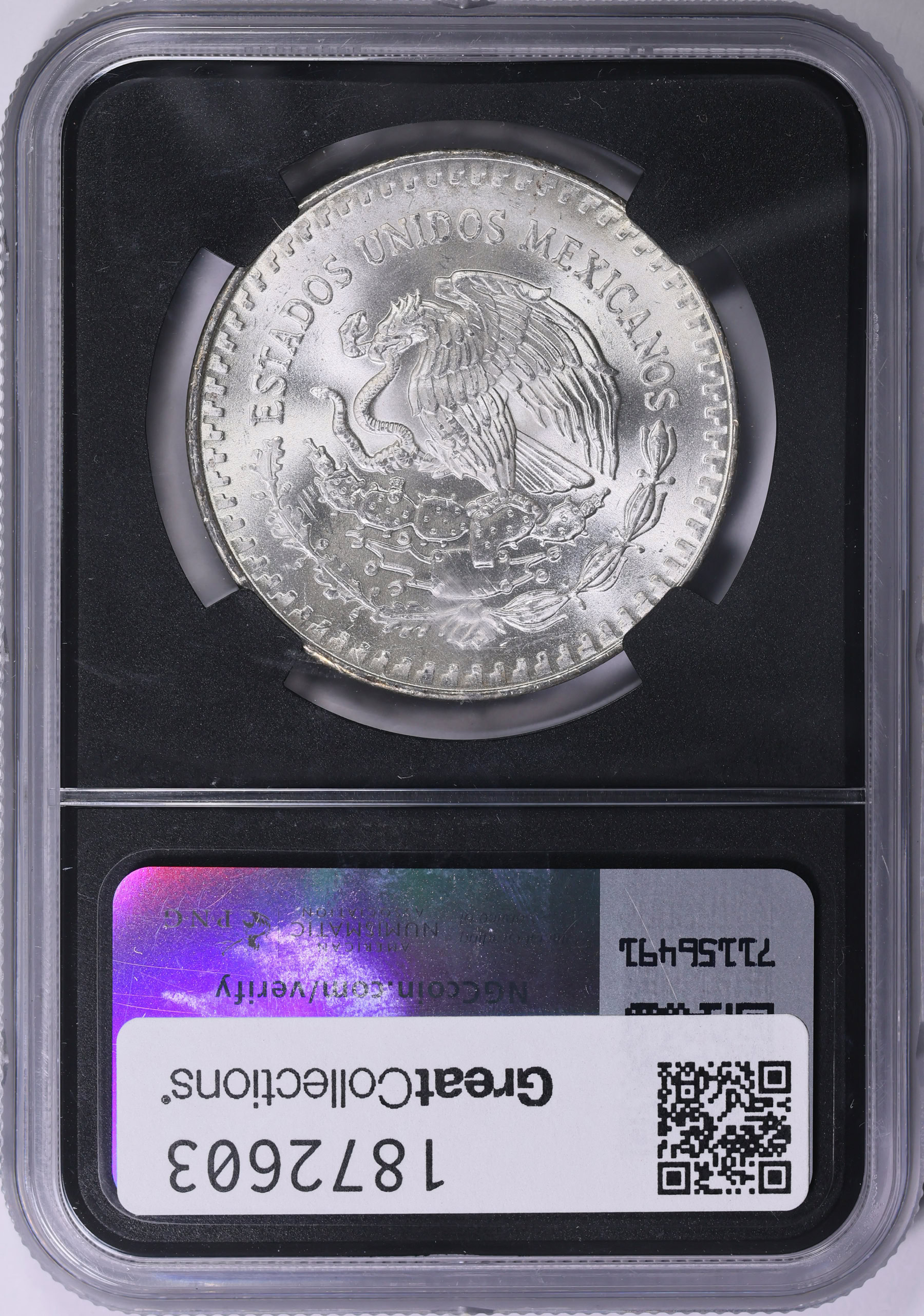 Mexico 1986-Mo Silver Onza Libertad KM-494.1 NGC MS-66 (Black Retro Holder) (Item 1872603 ...