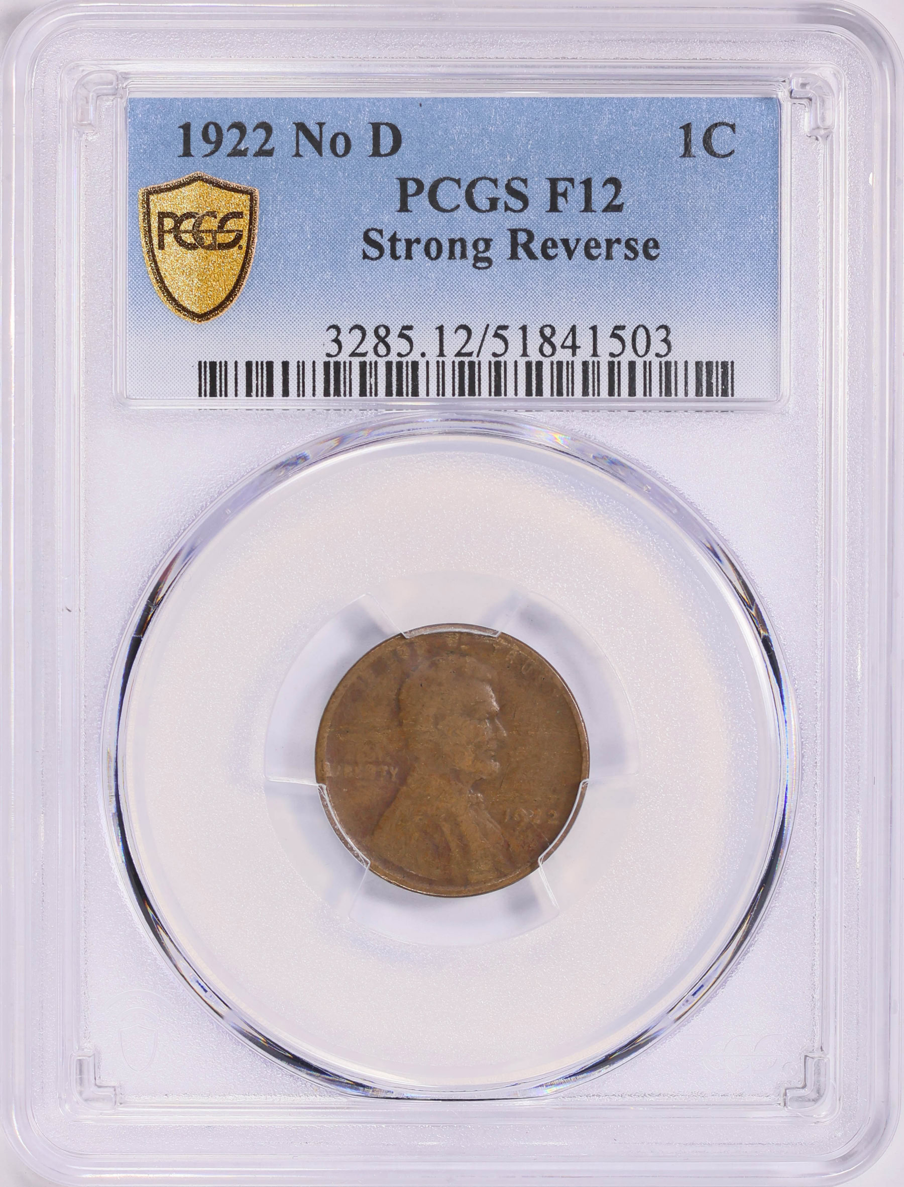 1922-No D Lincoln Cent Strong Reverse PCGS F-12 BN (Item 1872610) | GreatCollections Coin Auctions