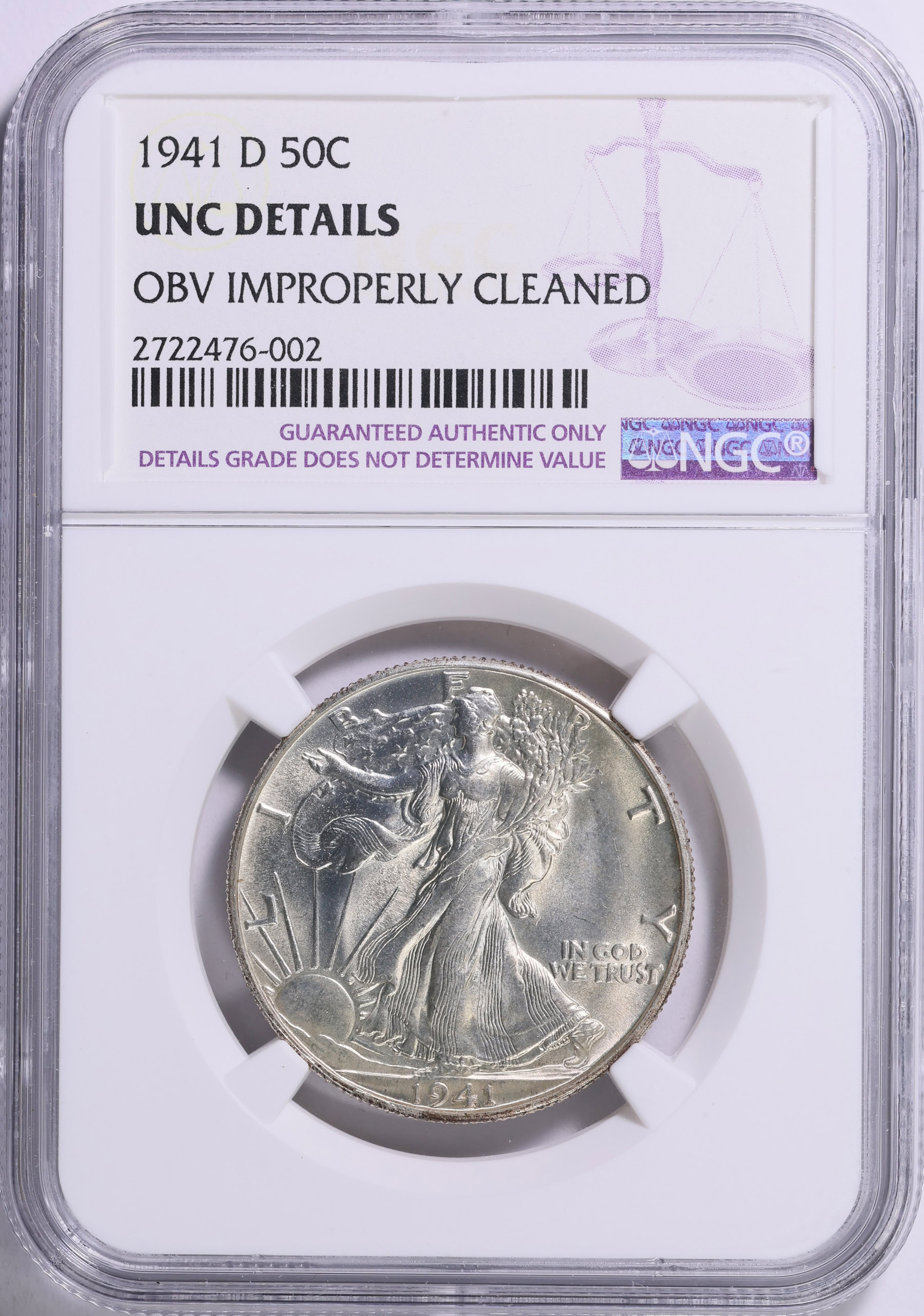 1941-D Walking Liberty Half Dollar NGC Unc Details (Item 1872702) | GreatCollections Coin Auctions