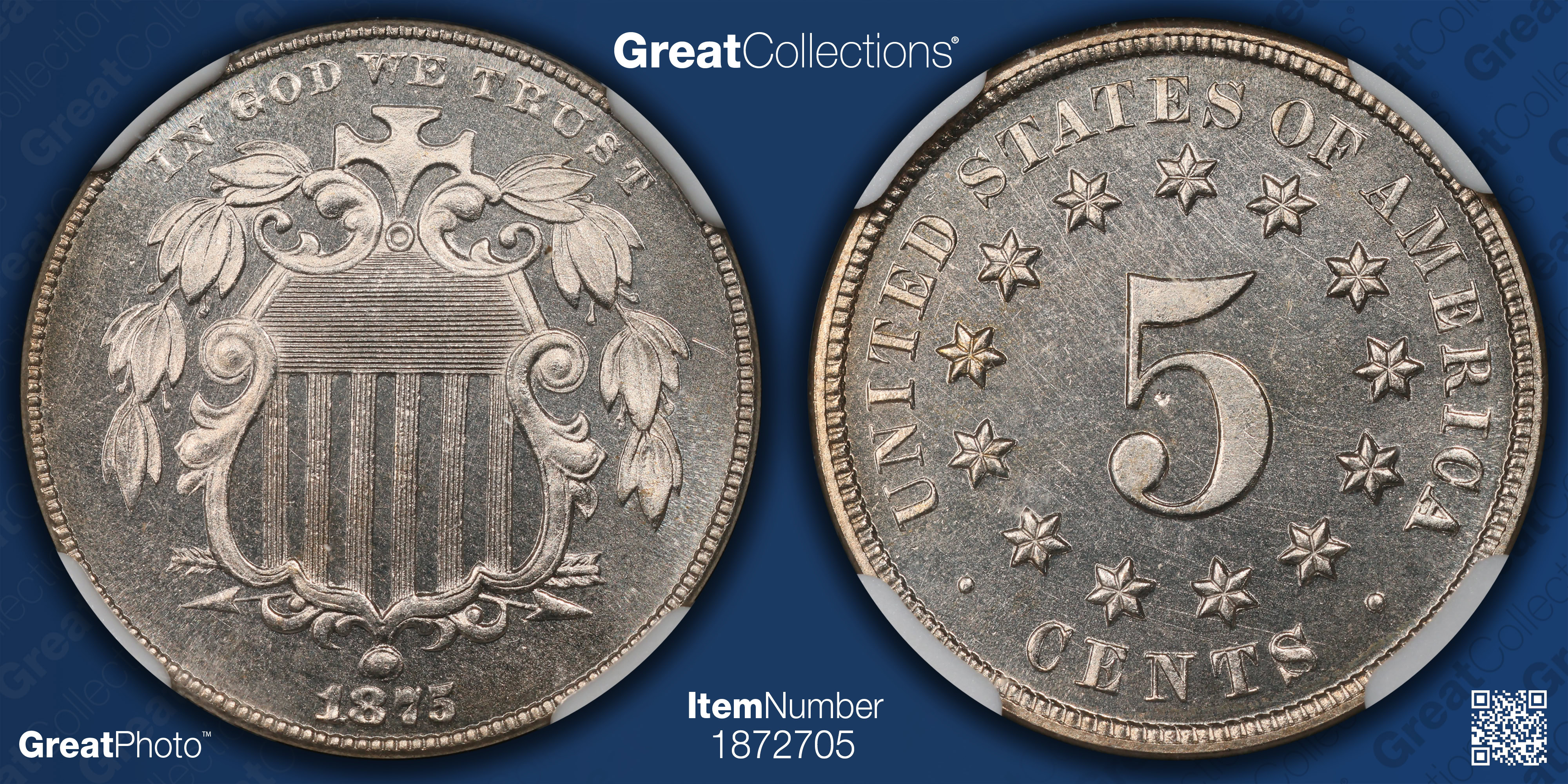 1875 Shield Nickel NGC Proof-65 CAMEO (Item 1872705) | GreatCollections ...