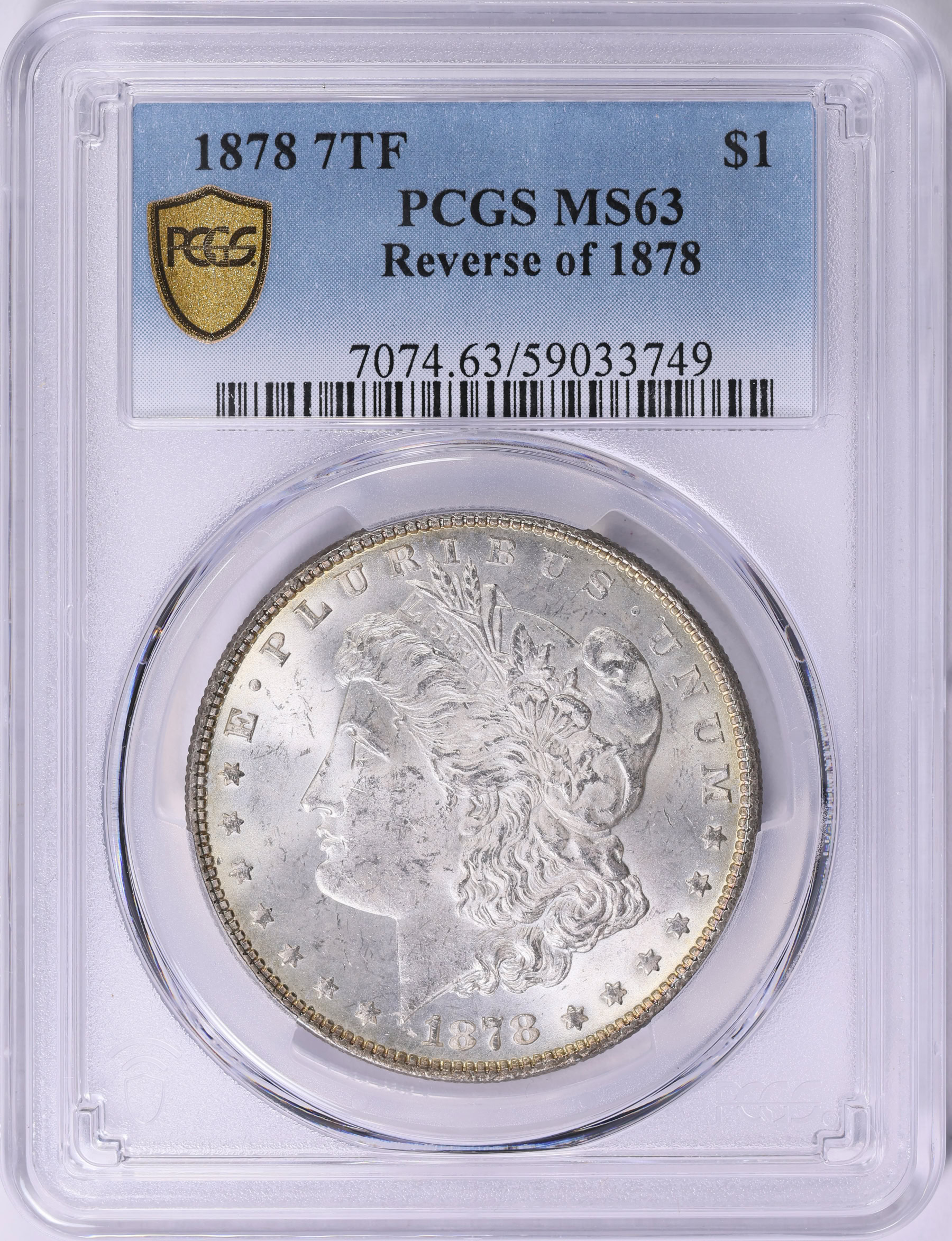 1878 Morgan Silver Dollar 7 Tailfeathers, Reverse of 1878 PCGS MS-63 (Item 1872748 ...
