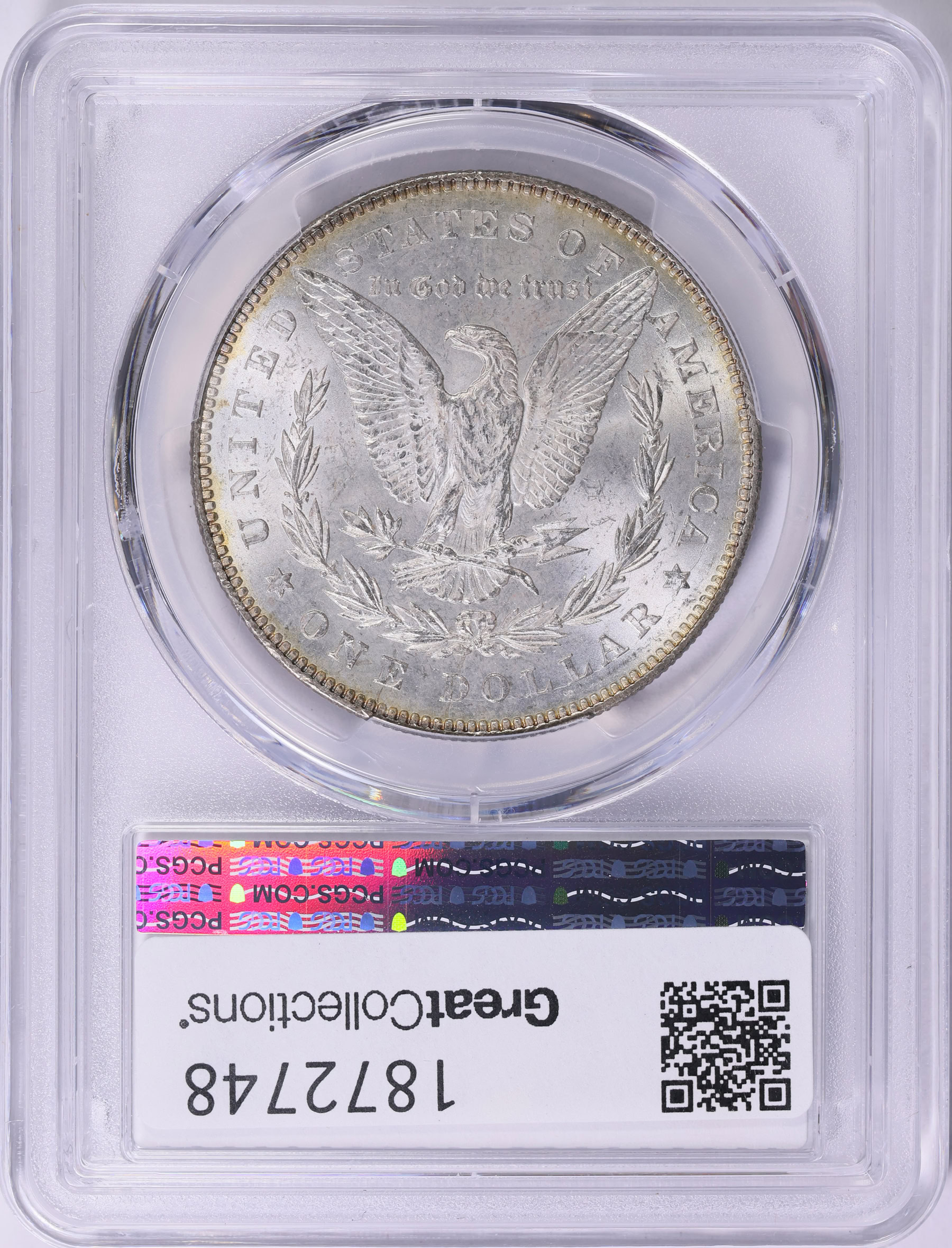 1878 Morgan Silver Dollar 7 Tailfeathers, Reverse of 1878 PCGS MS-63 ...