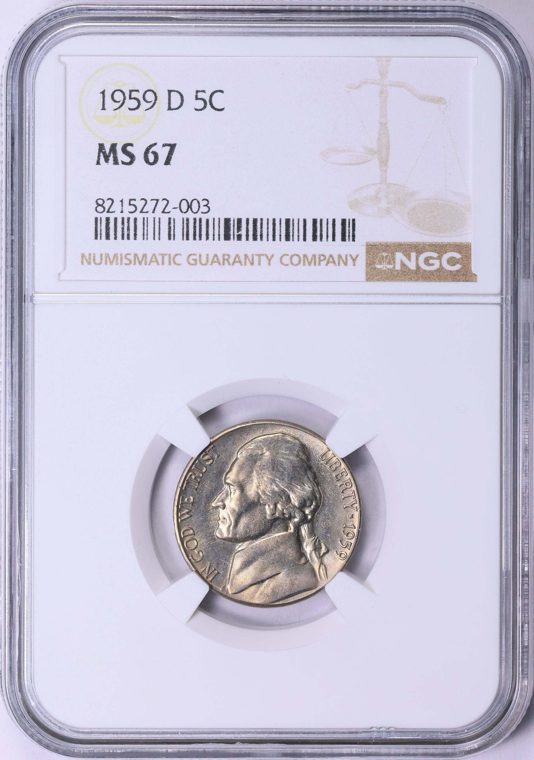 1959-D Jefferson Nickel NGC MS-67 (Item 1872793) | GreatCollections ...