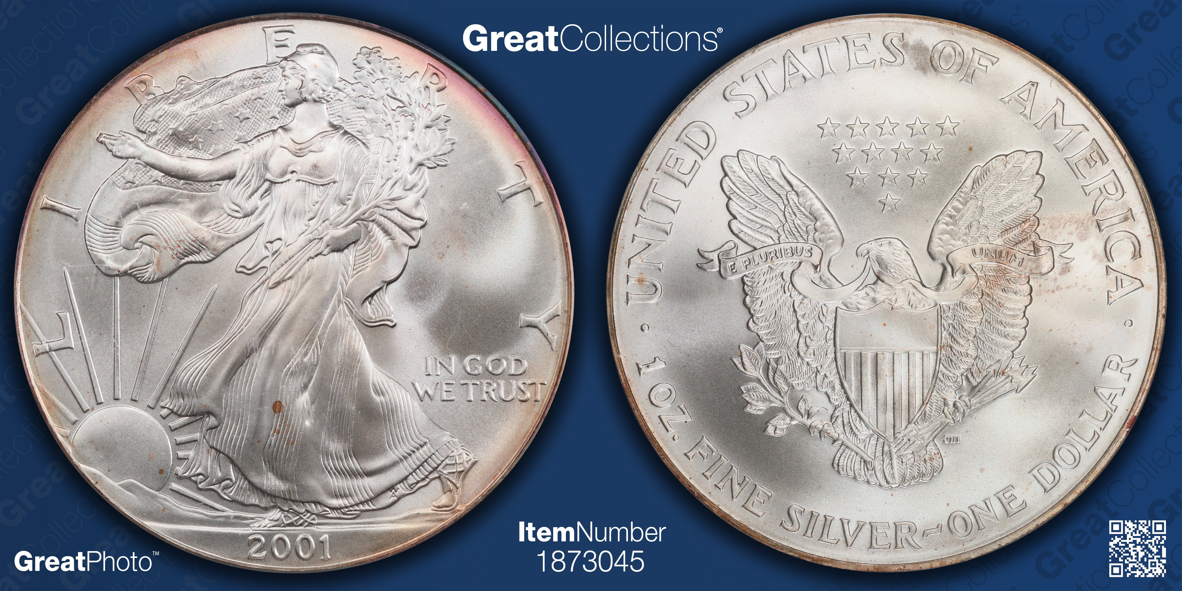 2001 $1 Silver Eagle ICG MS-70 (Toned) (Item 1873045 ...