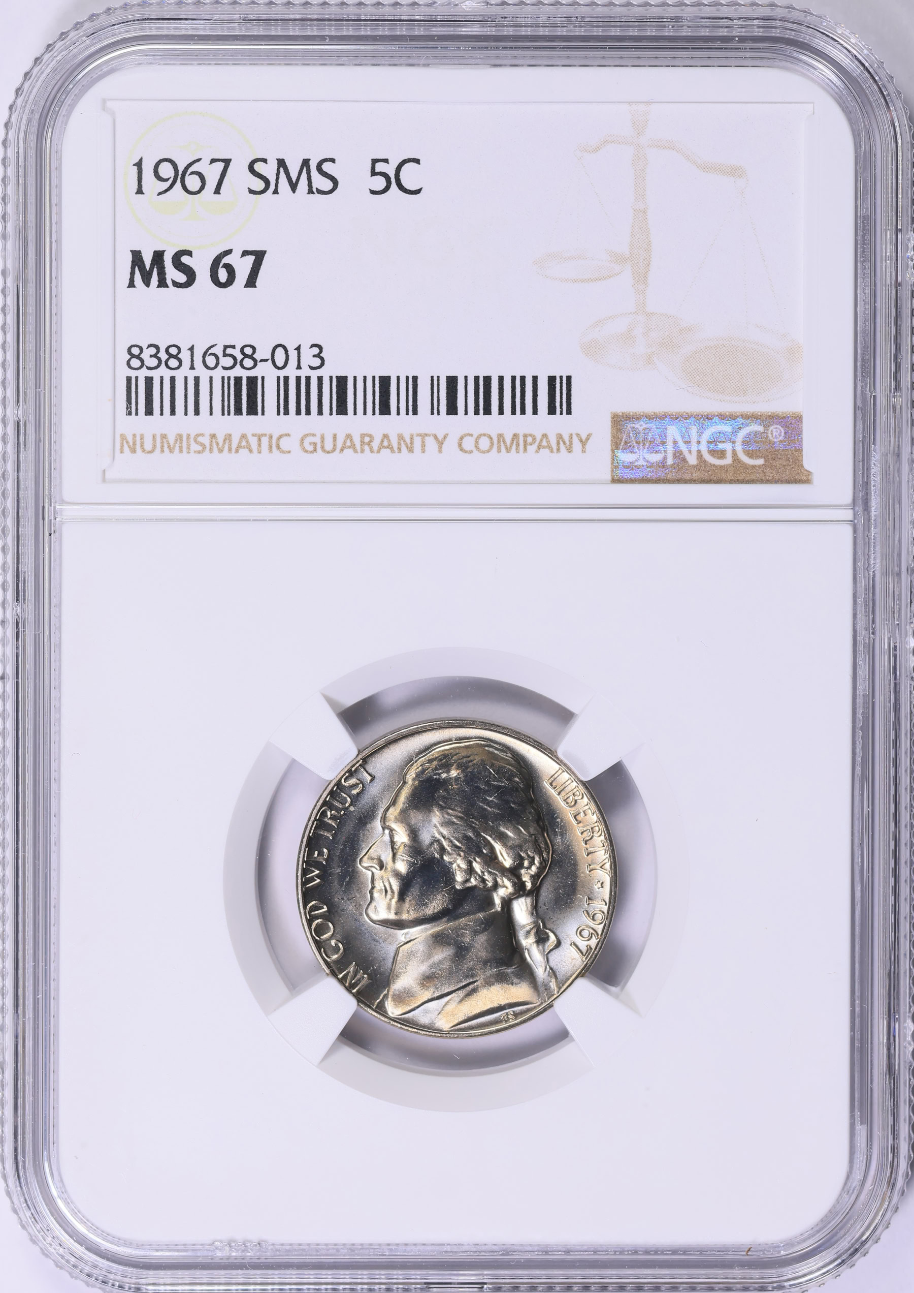 1967 Jefferson Nickel SMS NGC MS-67 (Item 1873072) | GreatCollections ...