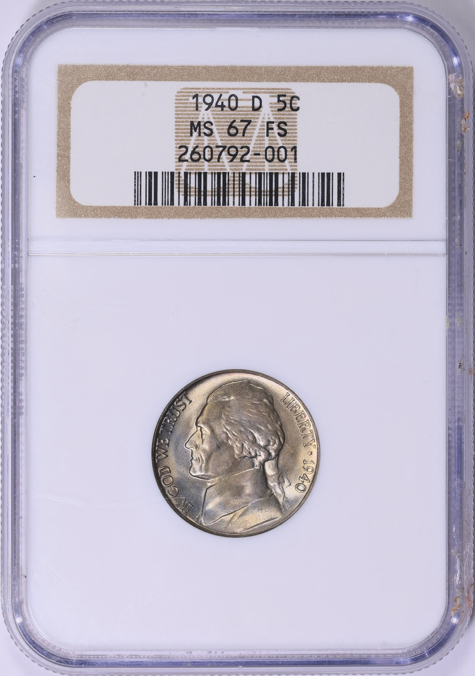 1940-D Jefferson Nickel NGC MS-67 FS (Item 1873086) | GreatCollections ...