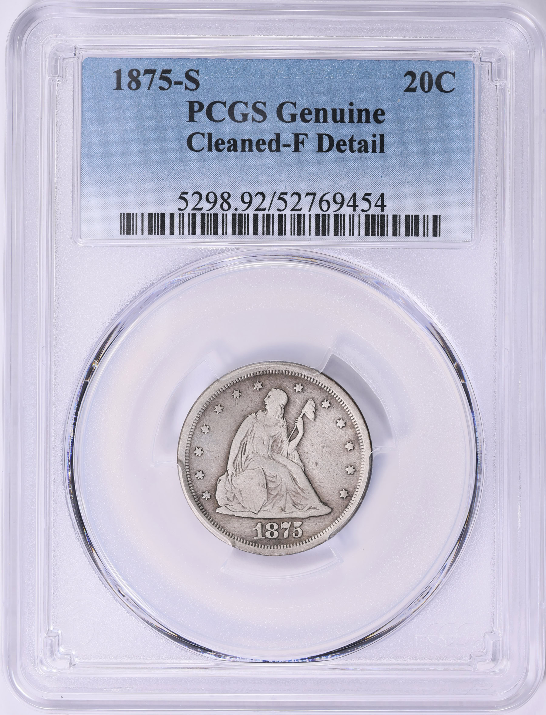 1875-S Twenty-Cent Piece PCGS Genuine Fine Details (Item 1873110) | GreatCollections Coin Auctions