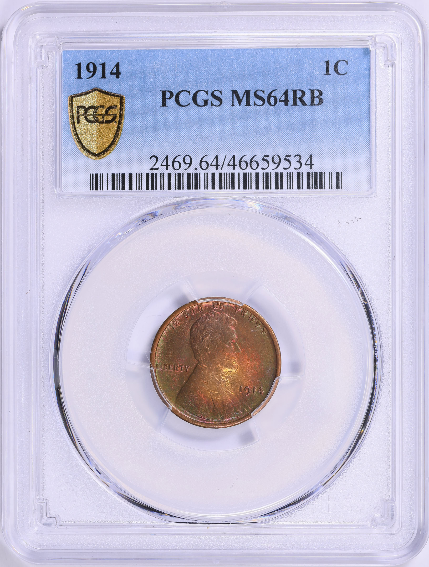 1914 Lincoln Cent PCGS MS-64 RB (Toned) (Item 1873184) | GreatCollections Coin Auctions