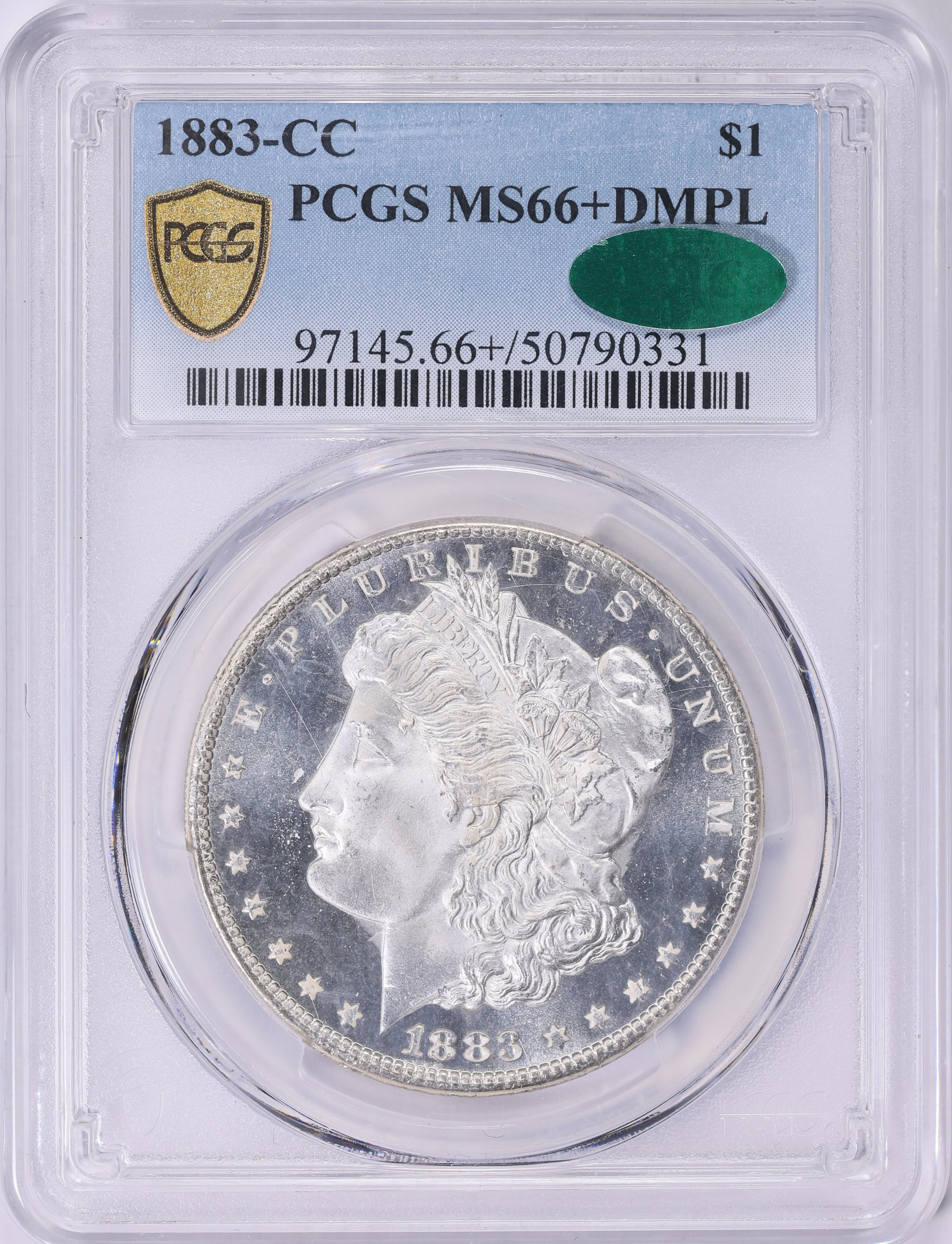 1883-CC Morgan Silver Dollar PCGS MS-66+ DMPL (CAC Green) (Item 1873188) | GreatCollections Coin ...