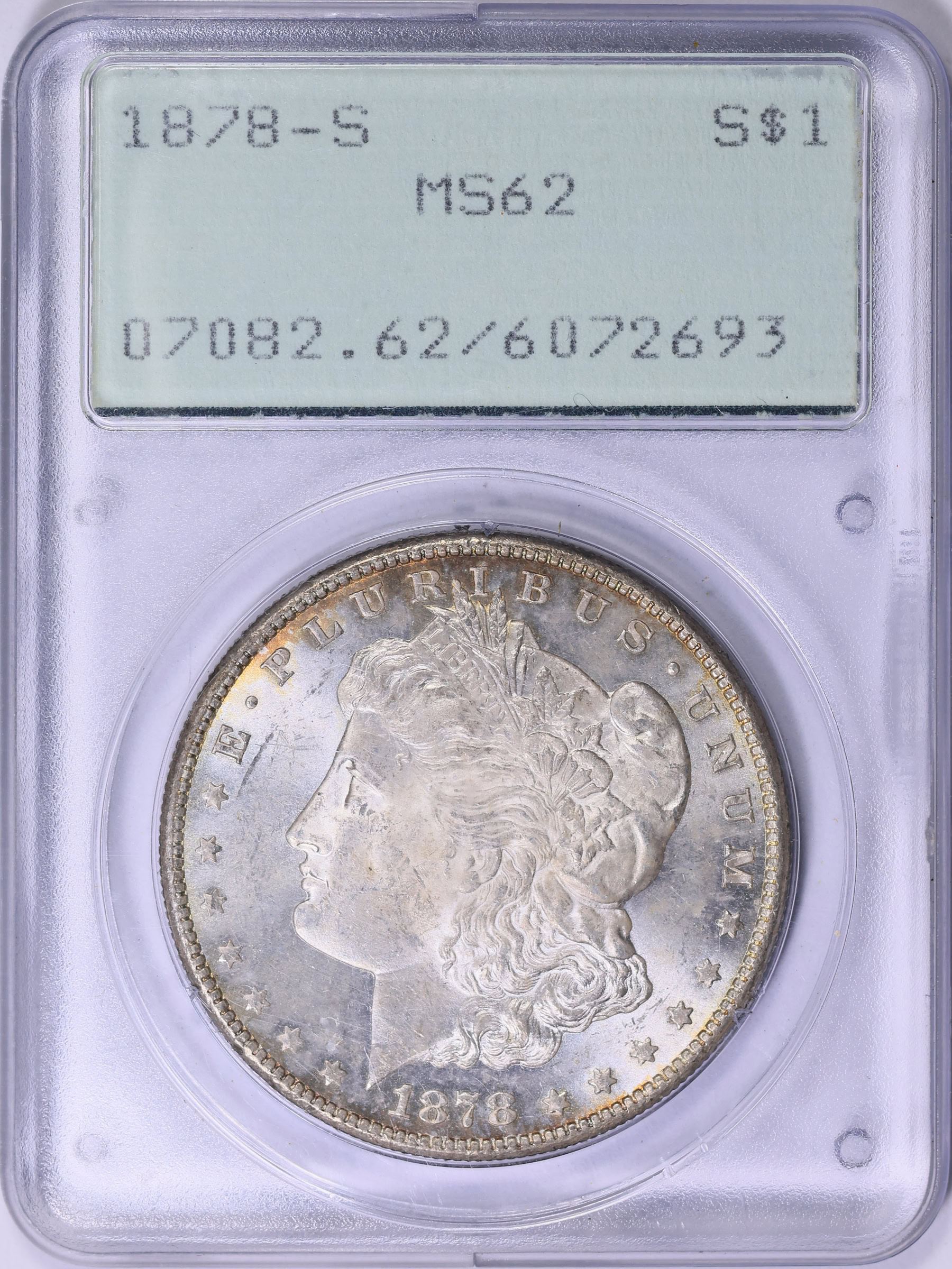 1878-S Morgan Silver Dollar PCGS MS-62 OGH (1st Gen) (Item 1873218) | GreatCollections Coin Auctions