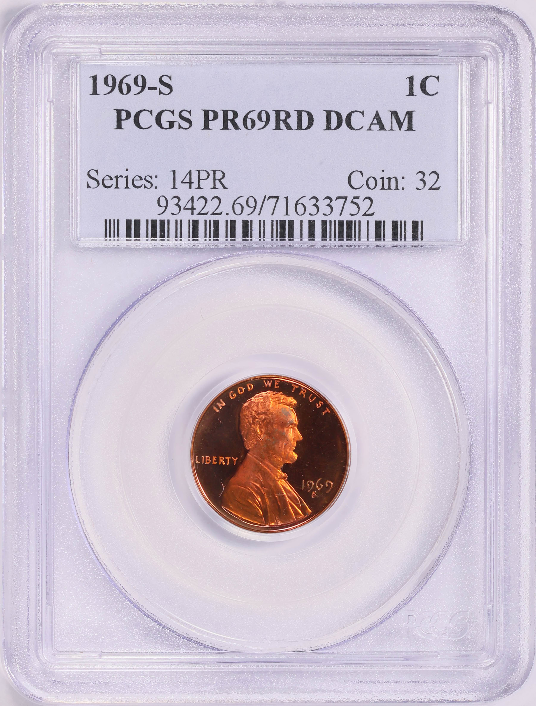 1969-S Lincoln Cent PCGS Proof-69 RD DCAM (Item 1873235 ...