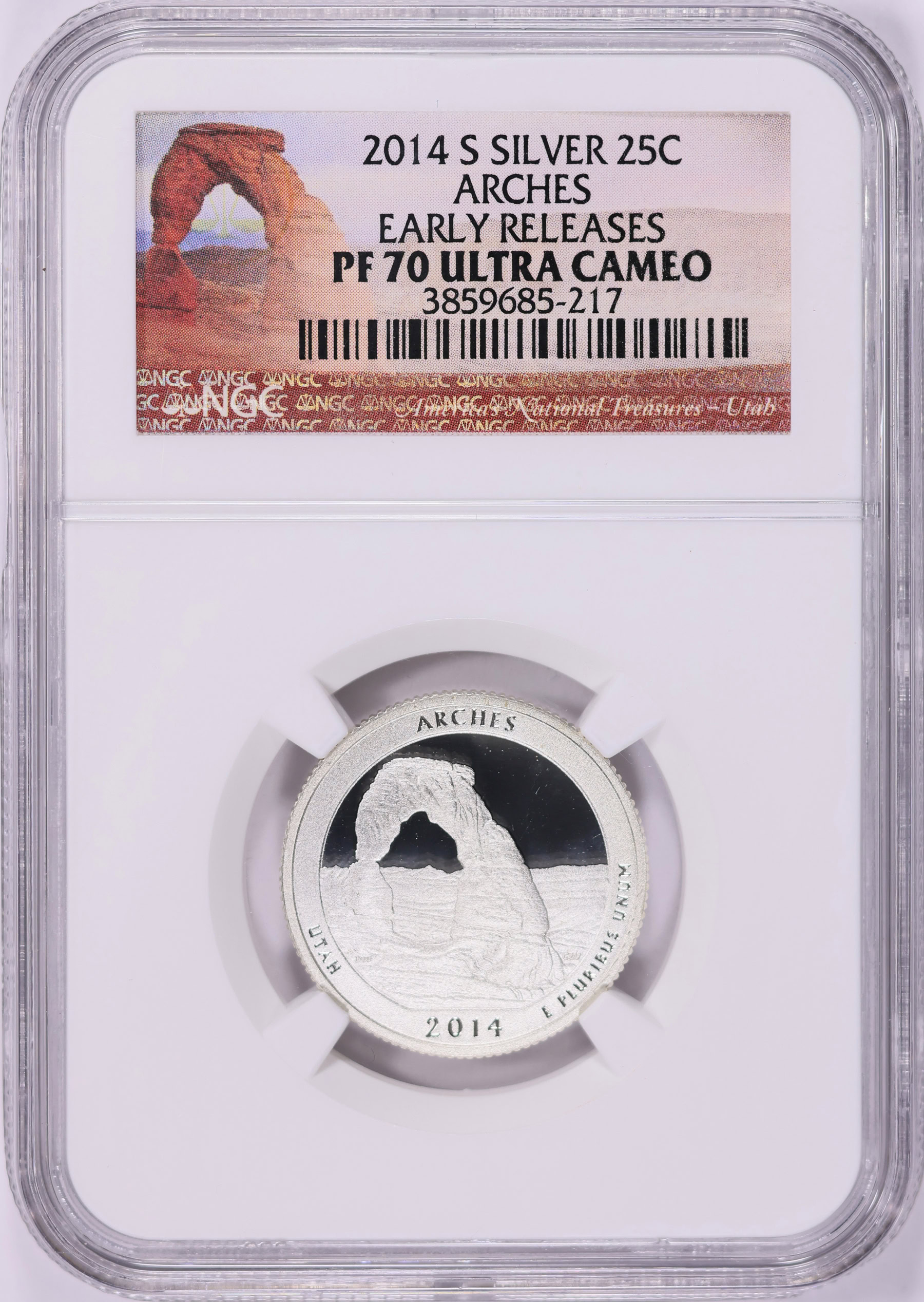2014-S America the Beautiful Quarter Arches NP Silver Early Releases ...