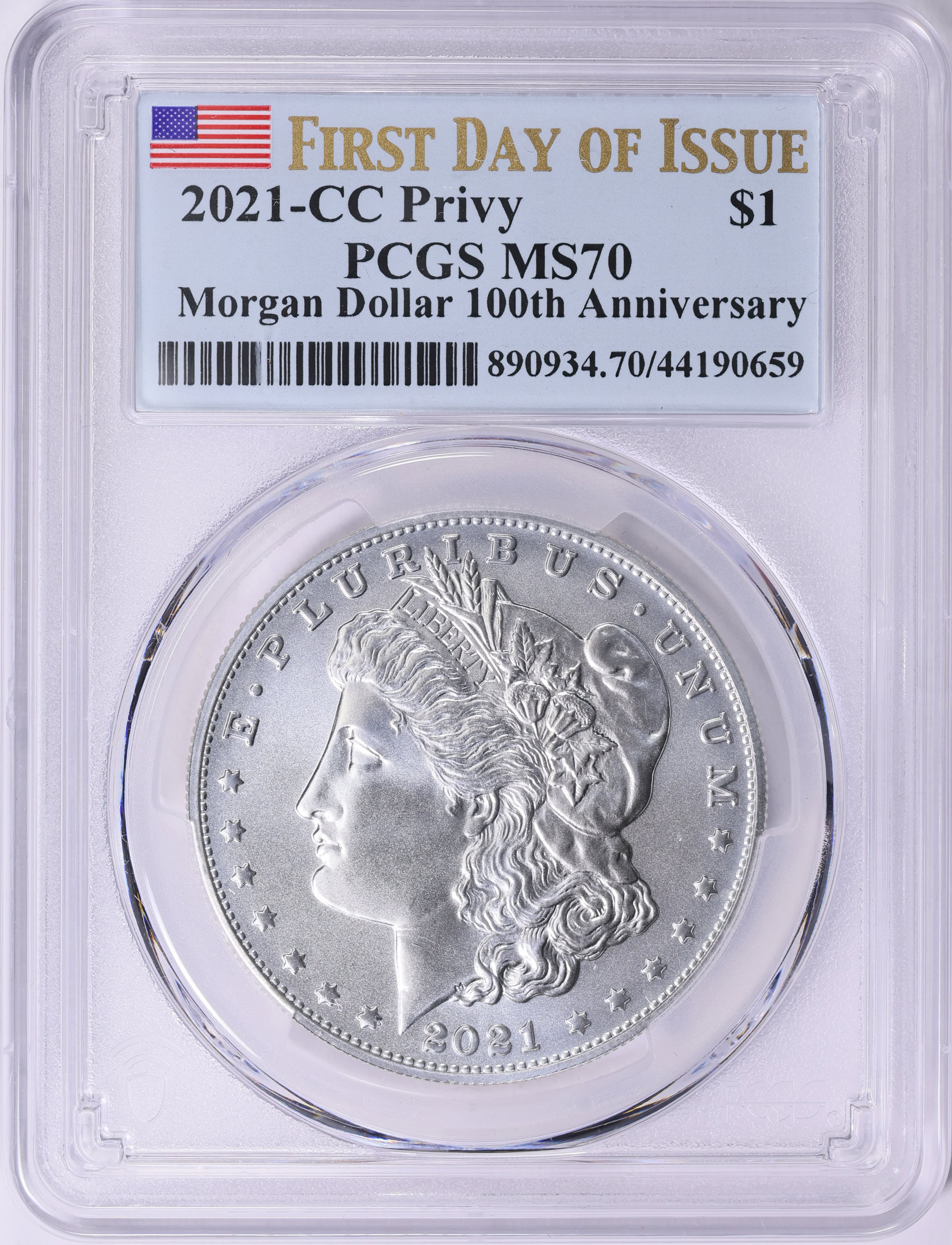 2021-CC Morgan Silver Dollar CC Privy 100th Anniversary First Day of ...