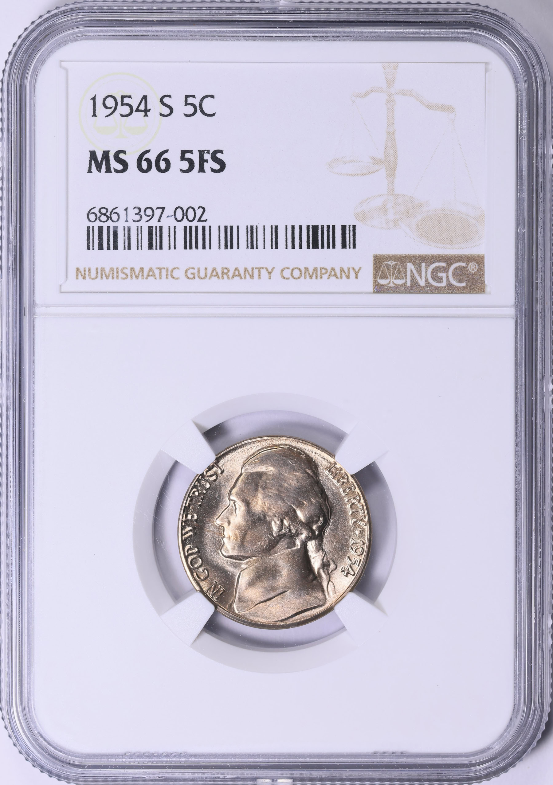 1954-S Jefferson Nickel NGC MS-66 5FS (Item 1873692) | GreatCollections Coin Auctions