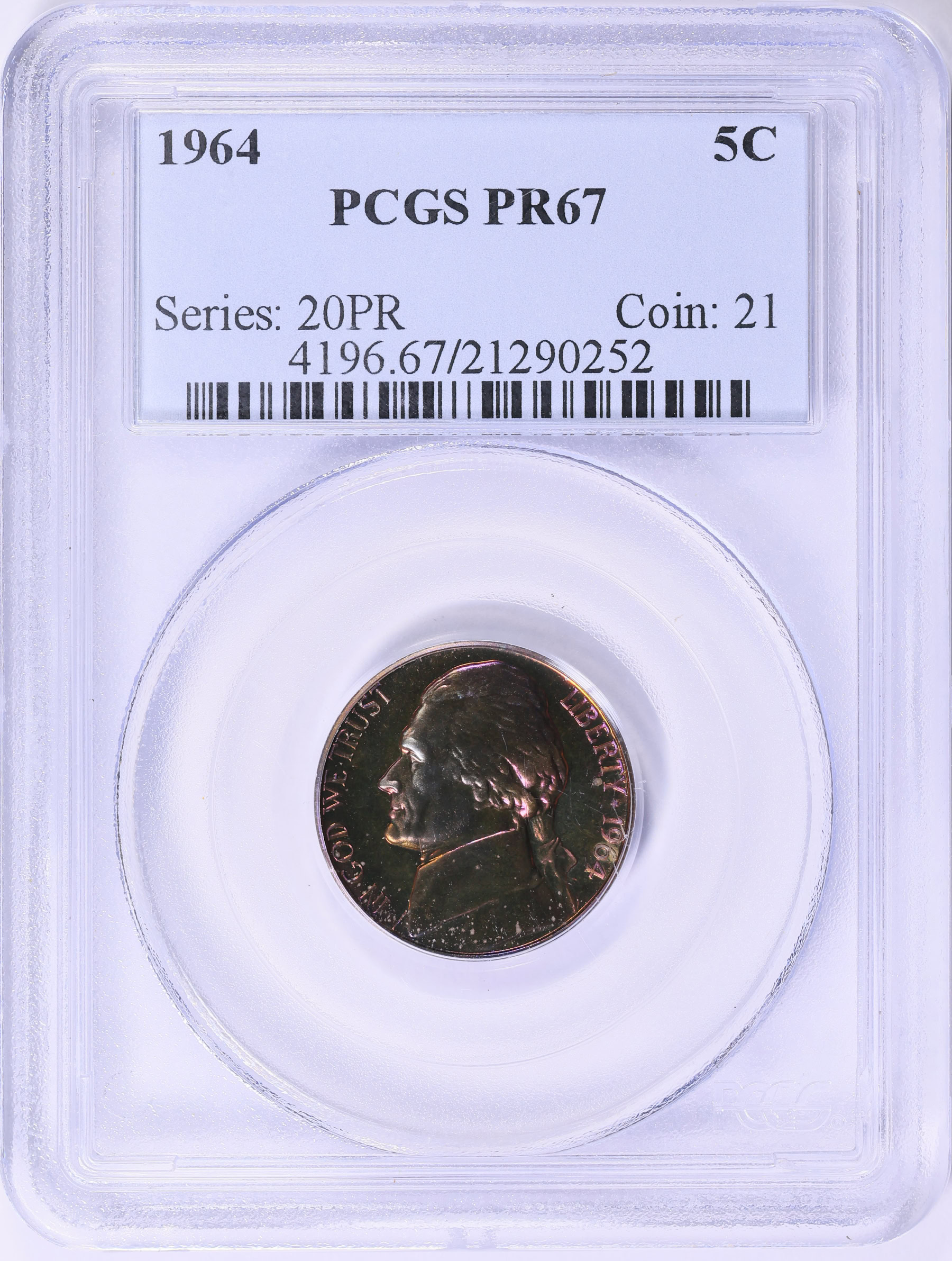 1964 Jefferson Nickel PCGS Proof-67 (Toned) (Item 1873708 ...