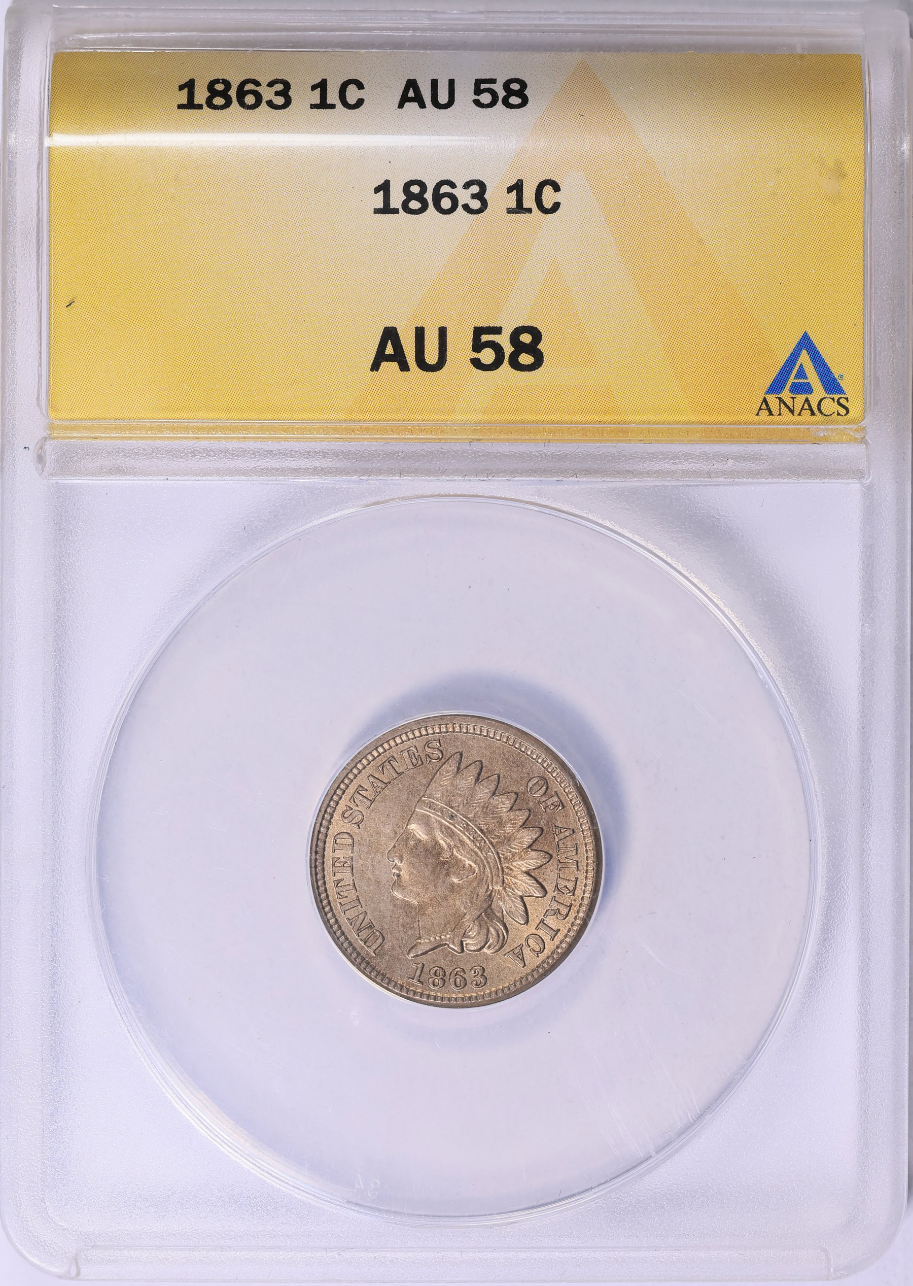 1863 Indian Cent ANACS AU-58 (Item 1873793) | GreatCollections Coin ...