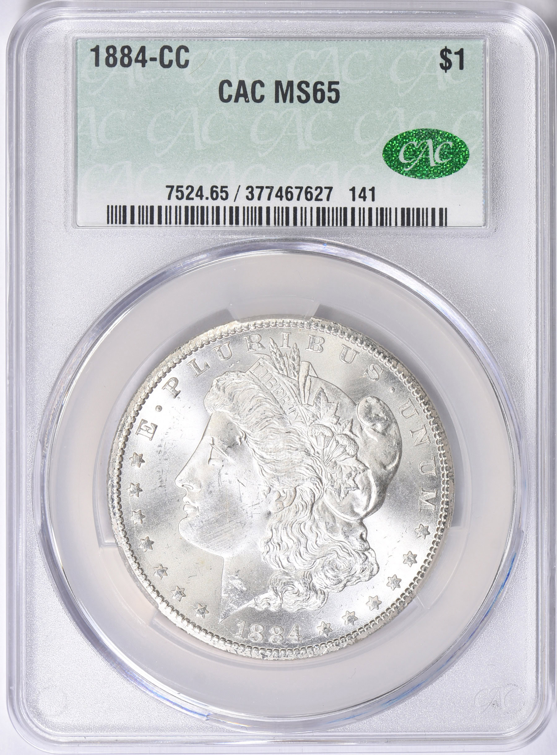 1884-CC Morgan Silver Dollar CACG MS-65 (Item 1873878) | GreatCollections Coin Auctions