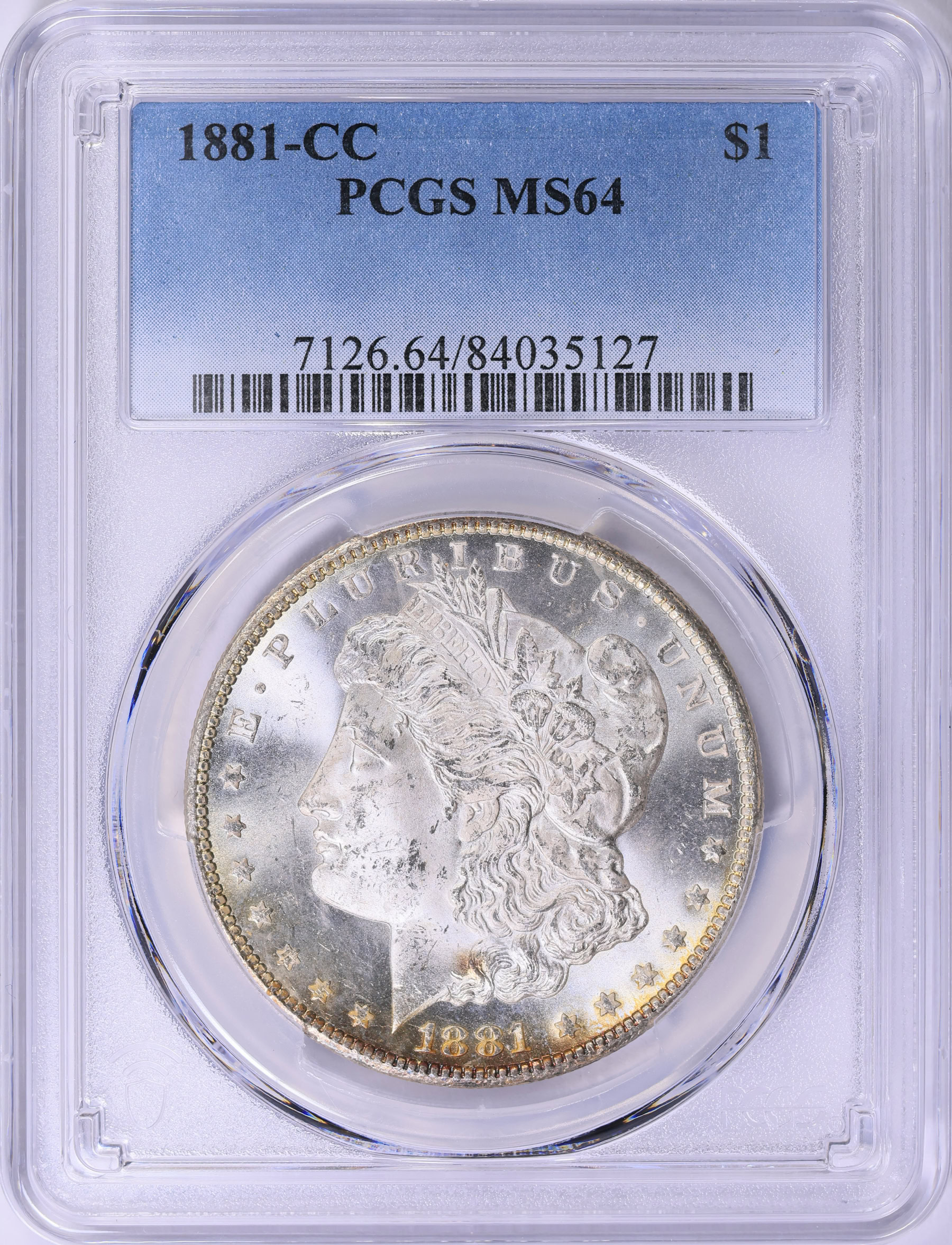 1881-CC Morgan Silver Dollar PCGS MS-64 (Toned) (Item 1874003) | GreatCollections Coin Auctions