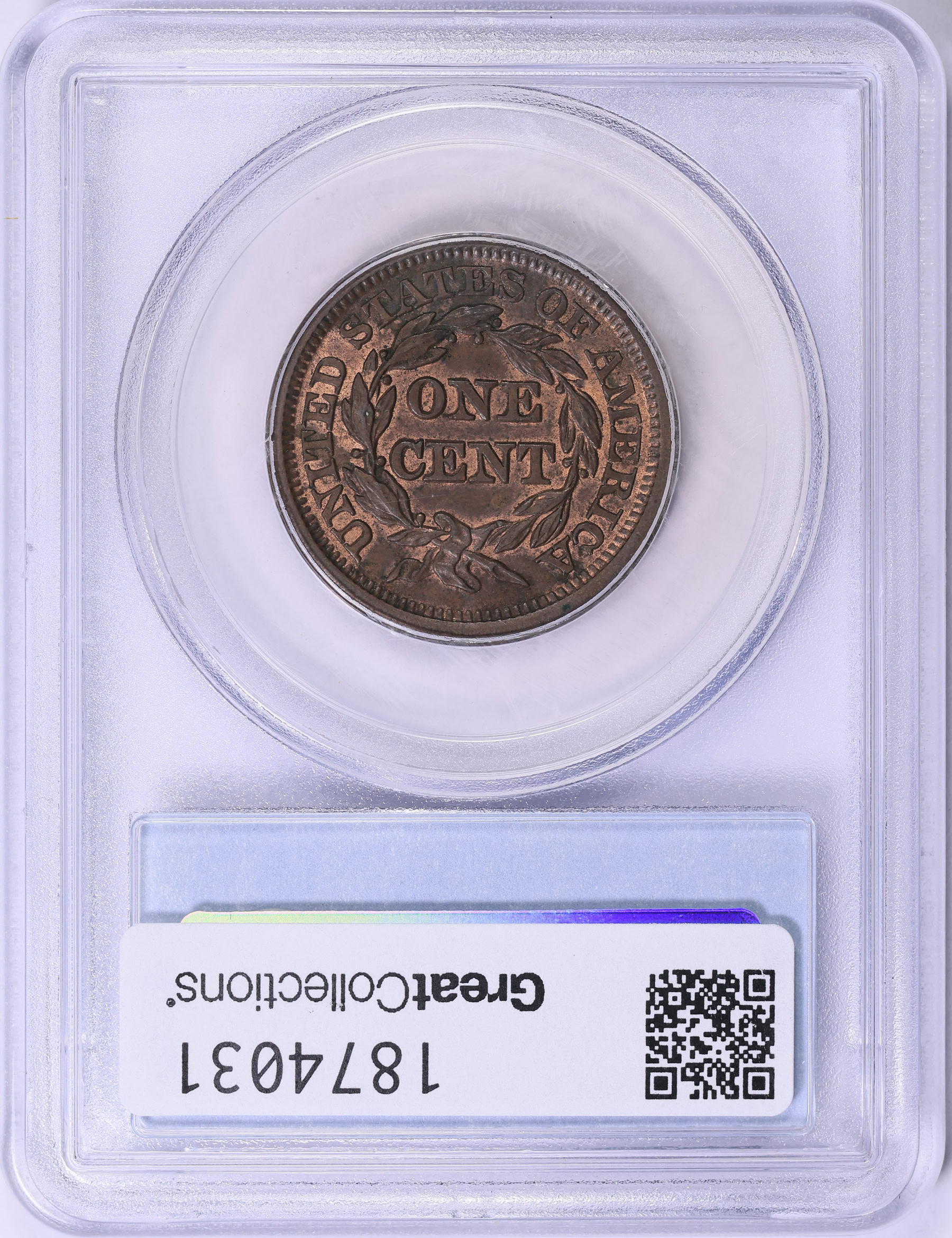1844 Braided Hair Cent Newcomb 1 PCGS MS-63 BN (Item 1874031 ...