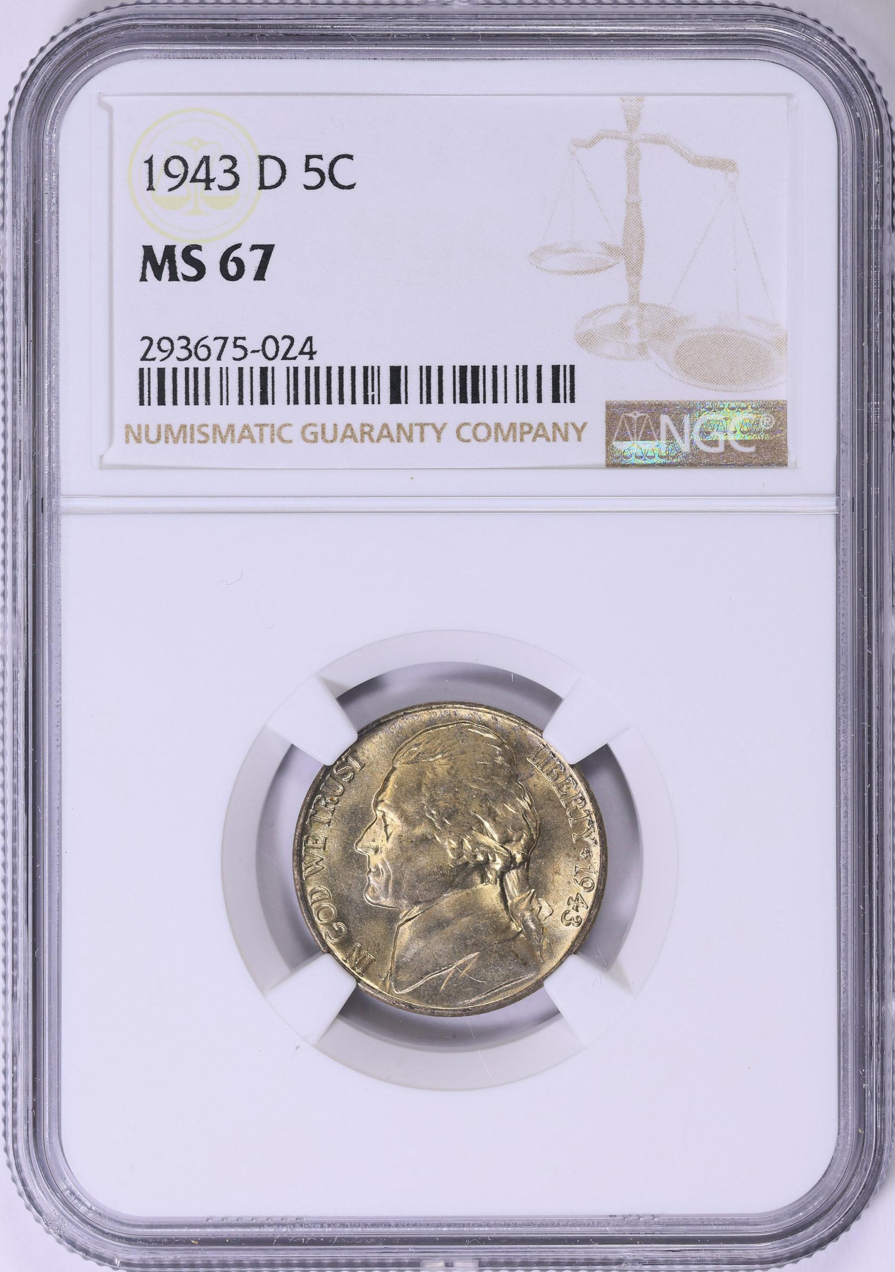 1943-D Jefferson Nickel NGC MS-67 (Item 1874101) | GreatCollections Coin Auctions