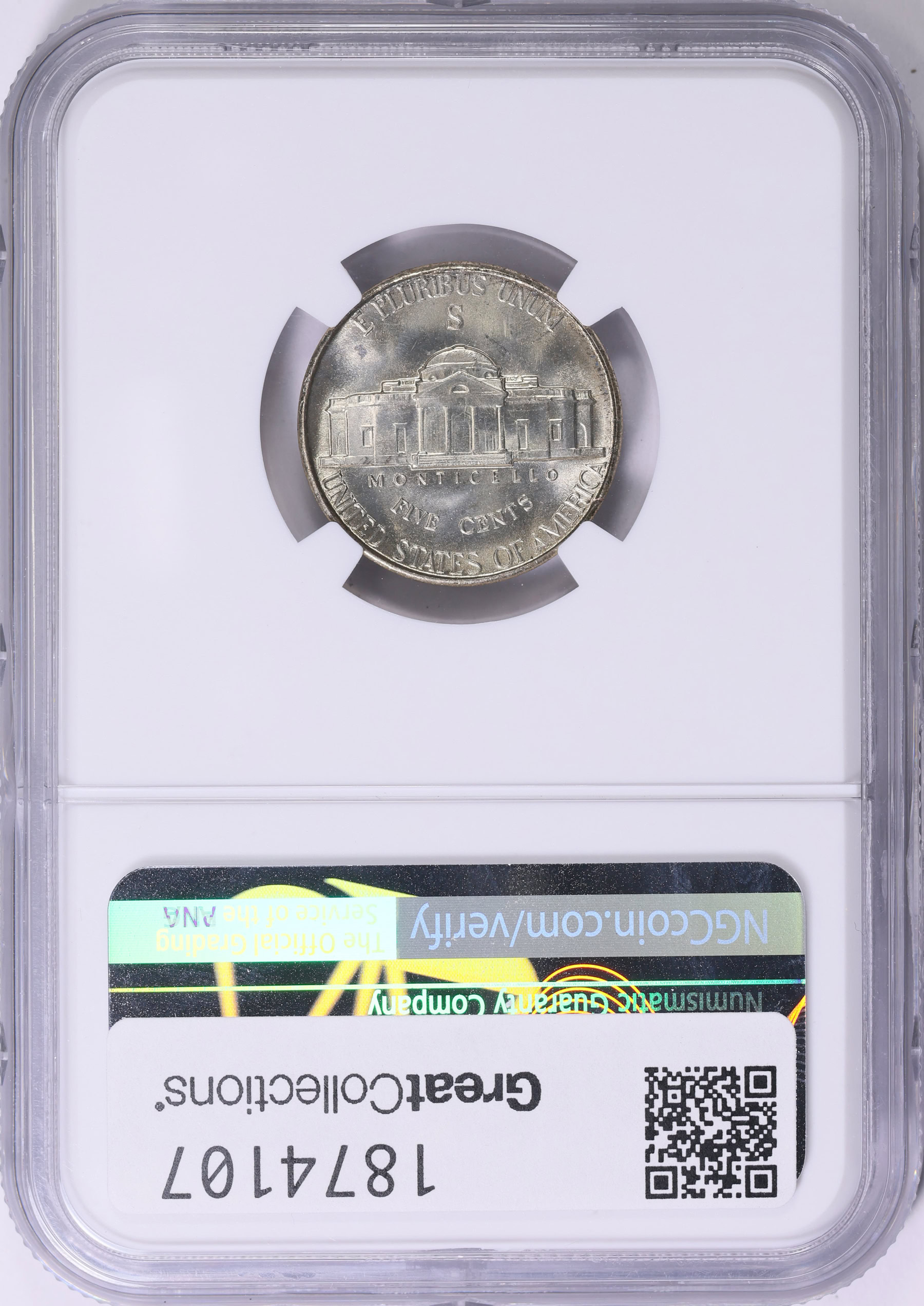 1943-S Jefferson Nickel NGC MS-67 5FS (Item 1874107) | GreatCollections Coin Auctions