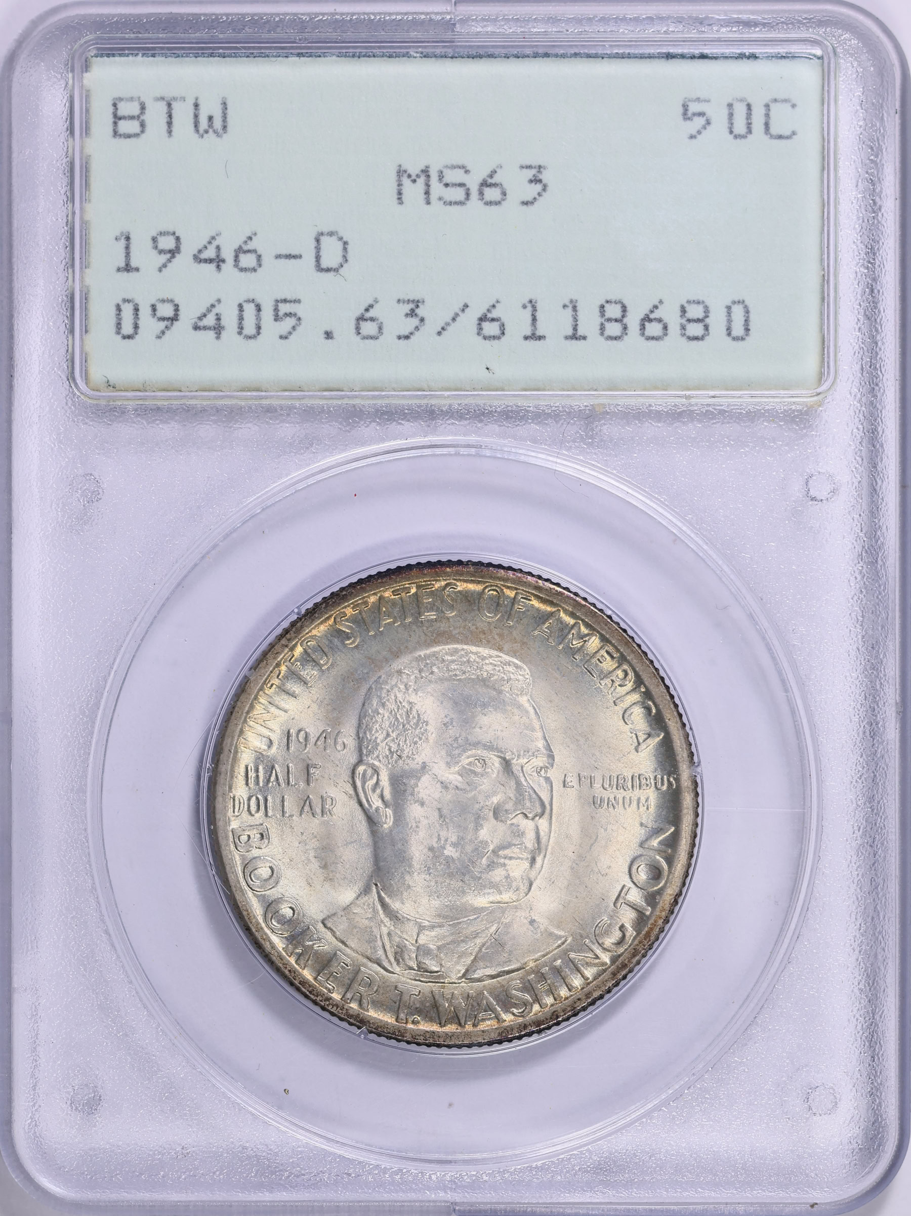1946-D Booker T. Washington Memorial Half Dollar PCGS MS-63 OGH (1st Gen) (Item 1874115 ...