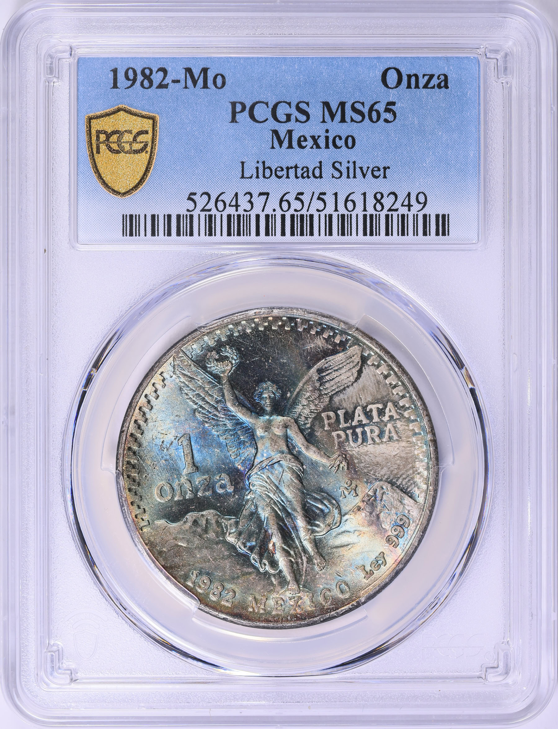 Mexico 1982-Mo Silver Onza Libertad KM-494.1 PCGS MS-65 (Toned) (Item 1874131 ...