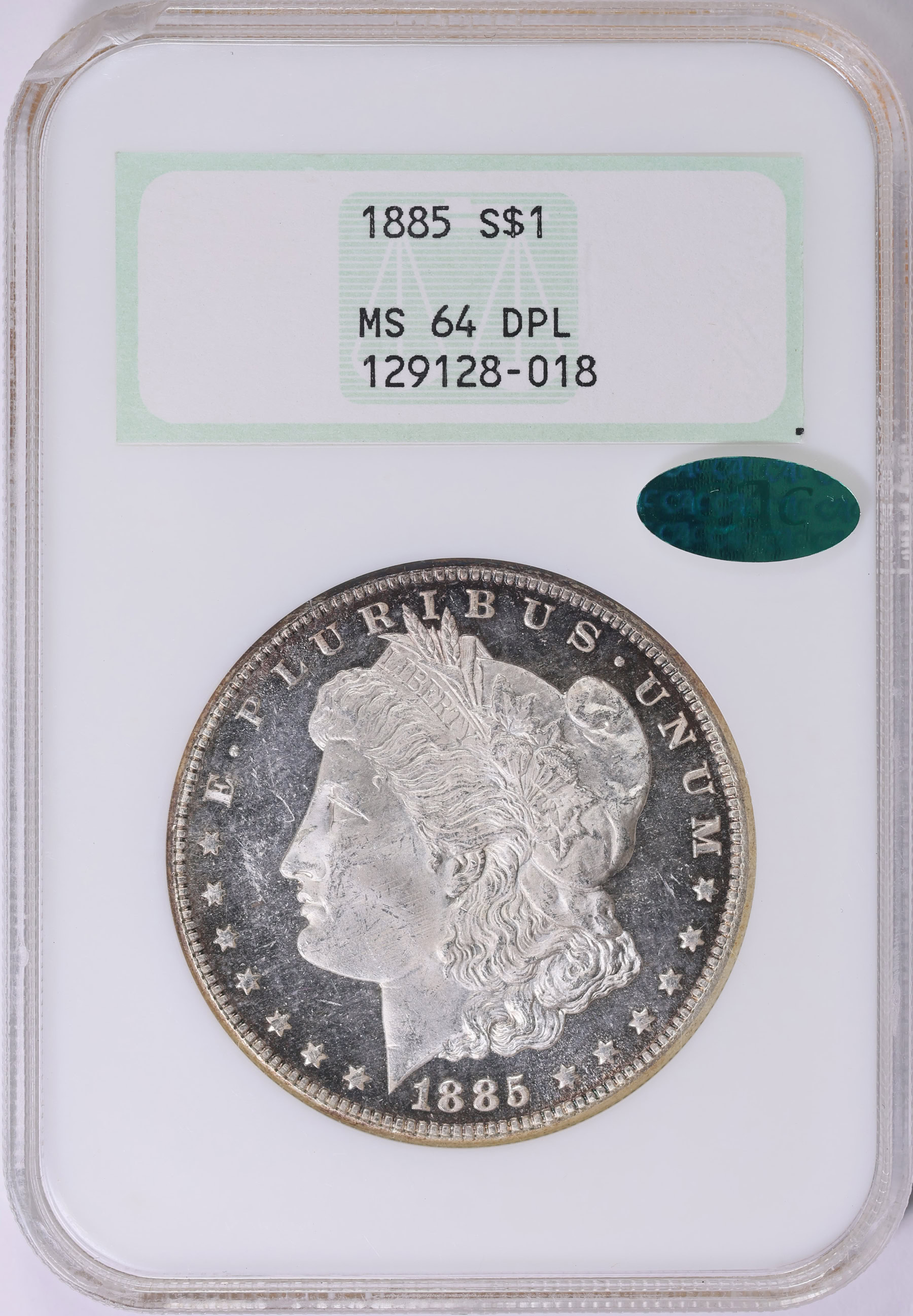 1885 Morgan Silver Dollar NGC MS-64 DMPL (CAC Green) OH (Toned) (Item 1874140 ...