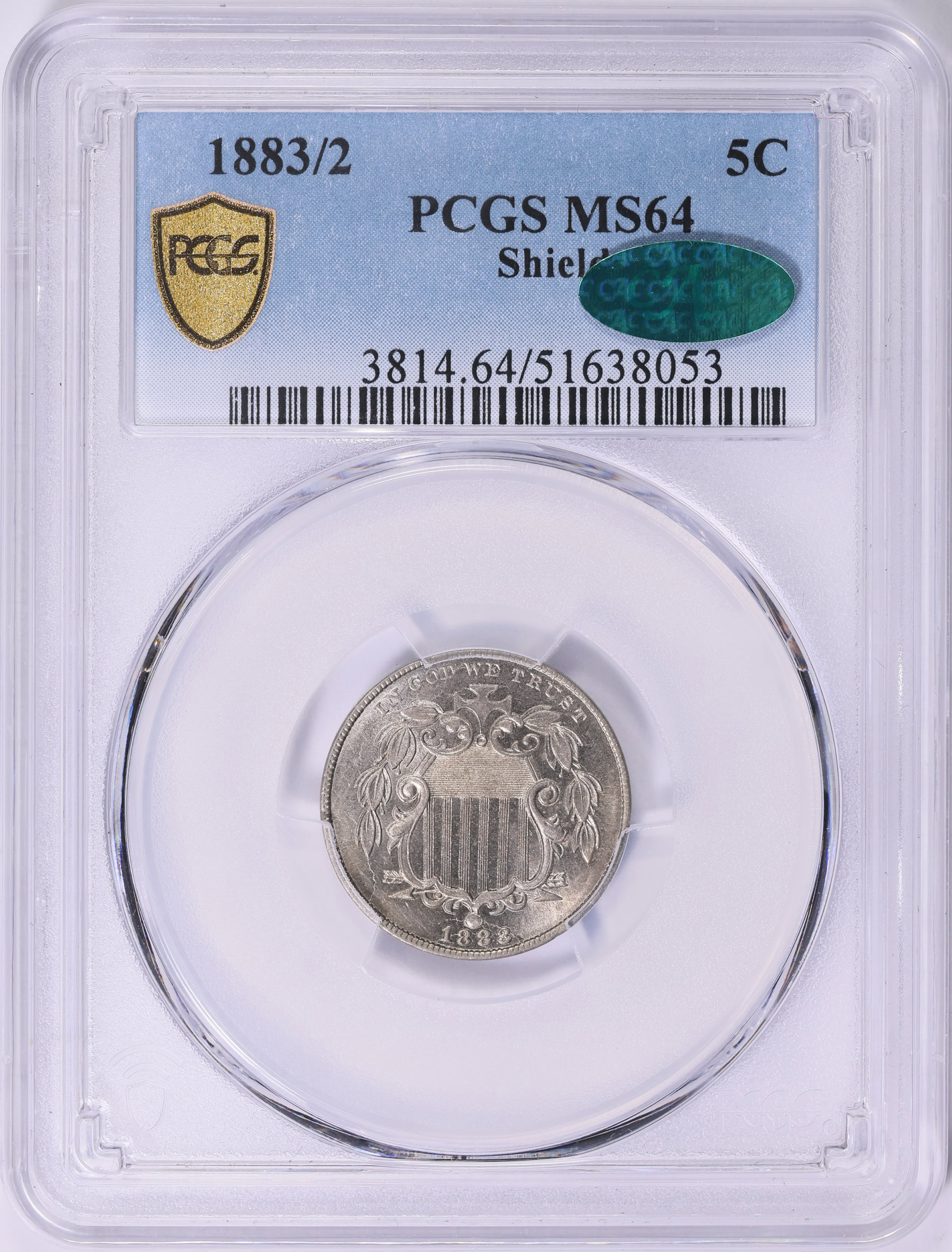 1883/2 Shield Nickel PCGS MS-64 (CAC Green) (Item 1874159 ...
