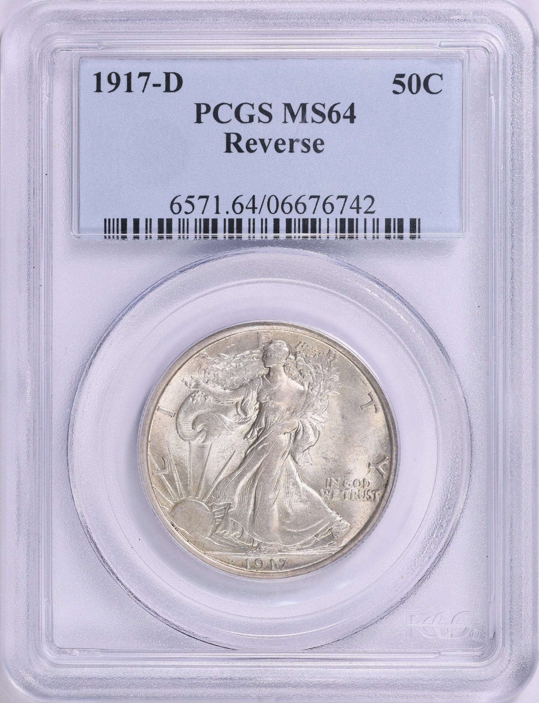 1917-D Walking Liberty Half Dollar Reverse Mintmark PCGS MS-64 (Item 1874163) | GreatCollections ...