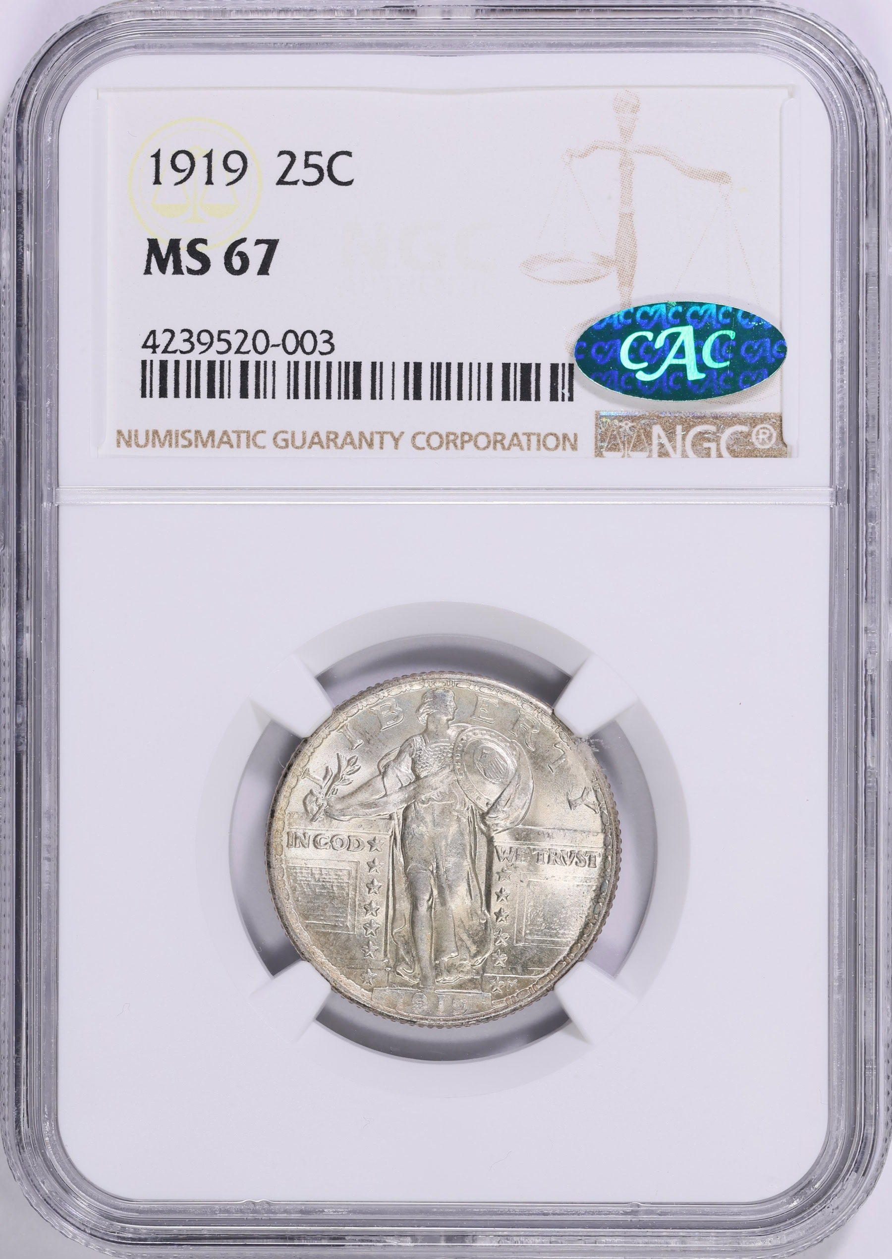 1919 Standing Liberty Quarter NGC MS-67 (CAC Green) (Item 1874172) | GreatCollections Coin Auctions