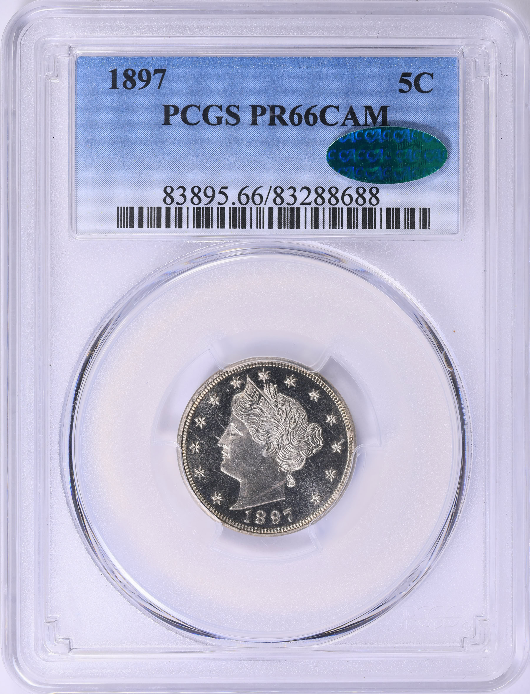 1897 Liberty Nickel PCGS Proof-66 CAMEO (CAC Green) (Item 1874204) | GreatCollections Coin Auctions