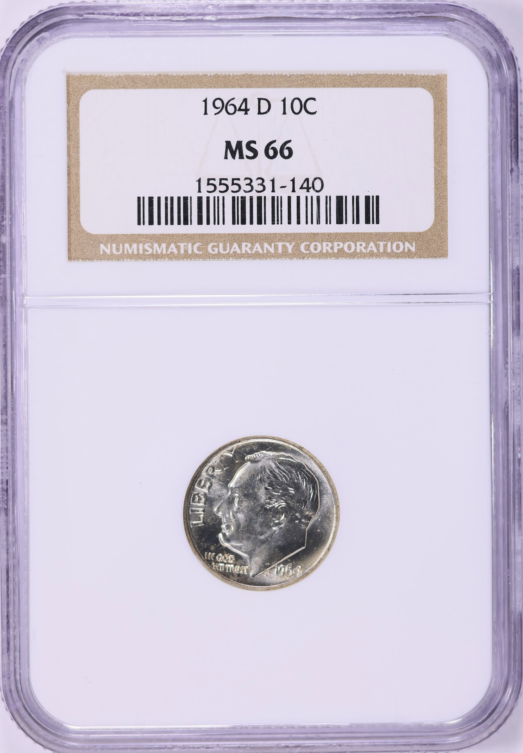 1964-D Roosevelt Dime NGC MS-66 (Item 1874377) | GreatCollections Coin Auctions