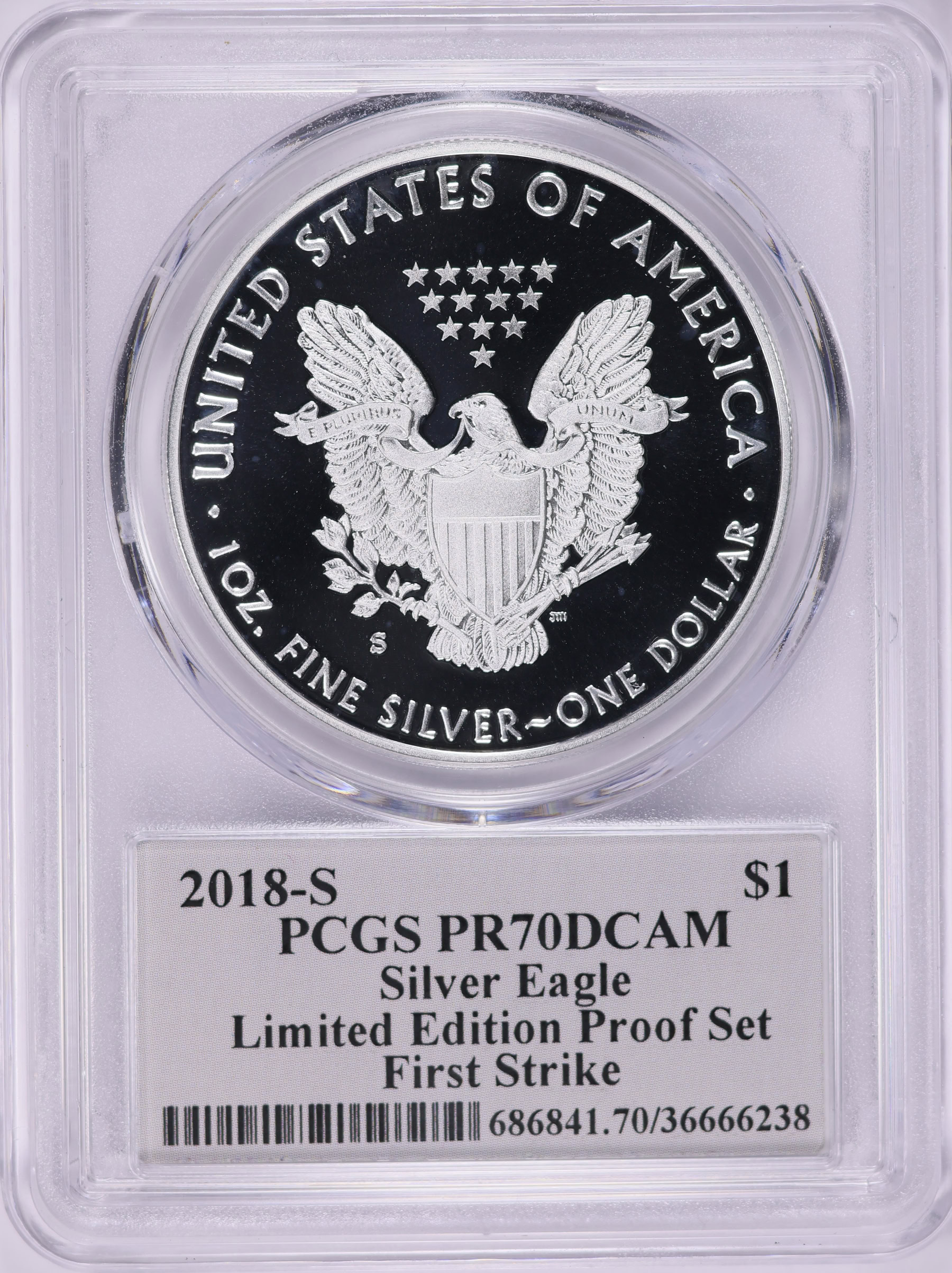 2018-S $1 Silver Eagle (From the Limited Edition Proof Set) First ...