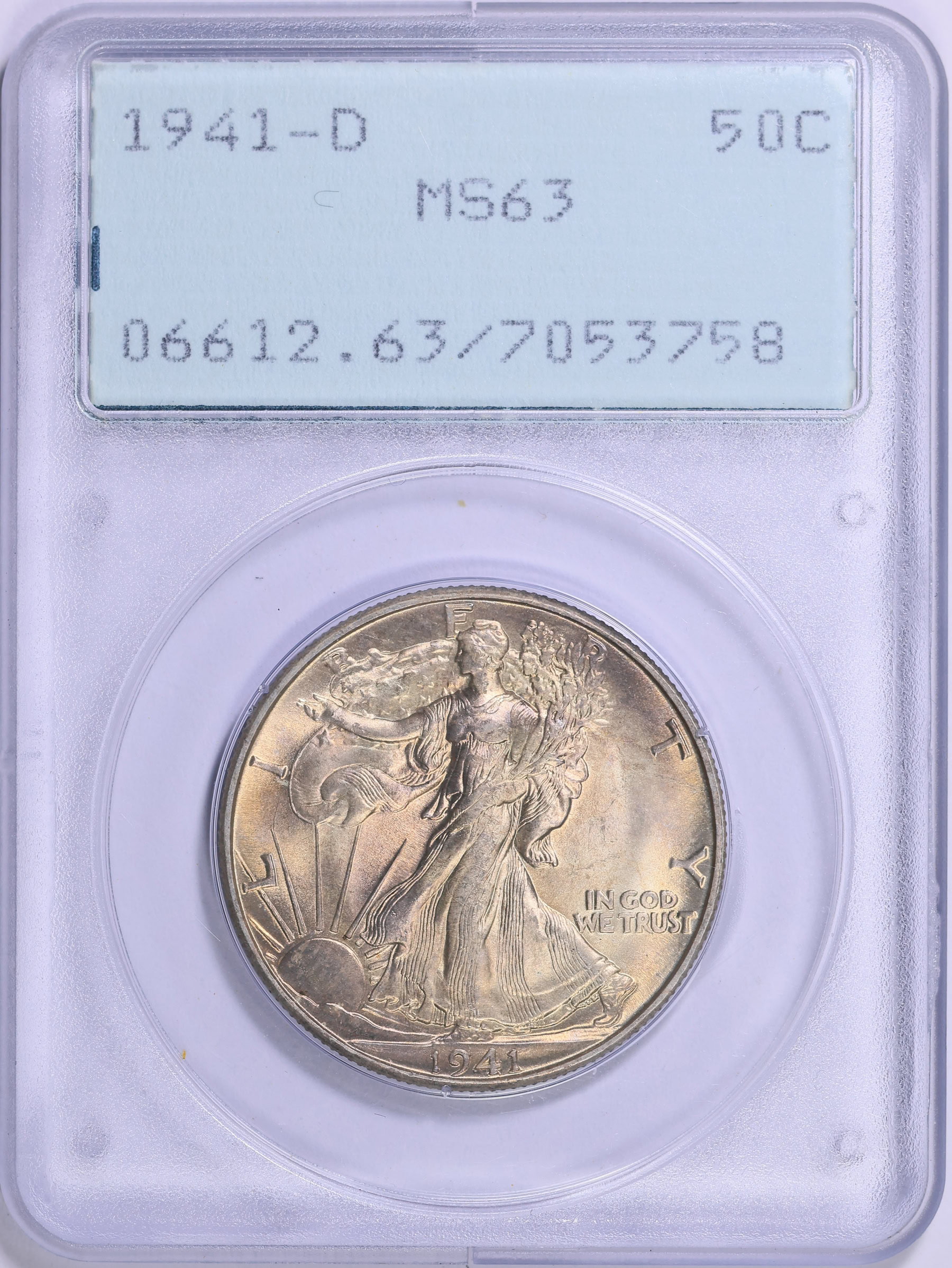 1941-D Walking Liberty Half Dollar PCGS MS-63 OGH (1st Gen) (Item 1874399) | GreatCollections ...