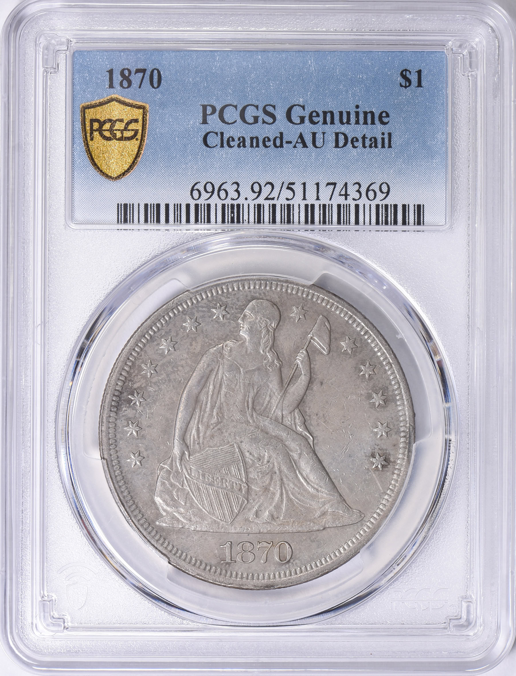 1870 Seated Liberty Silver Dollar PCGS Genuine AU Details (Item 1874401 ...