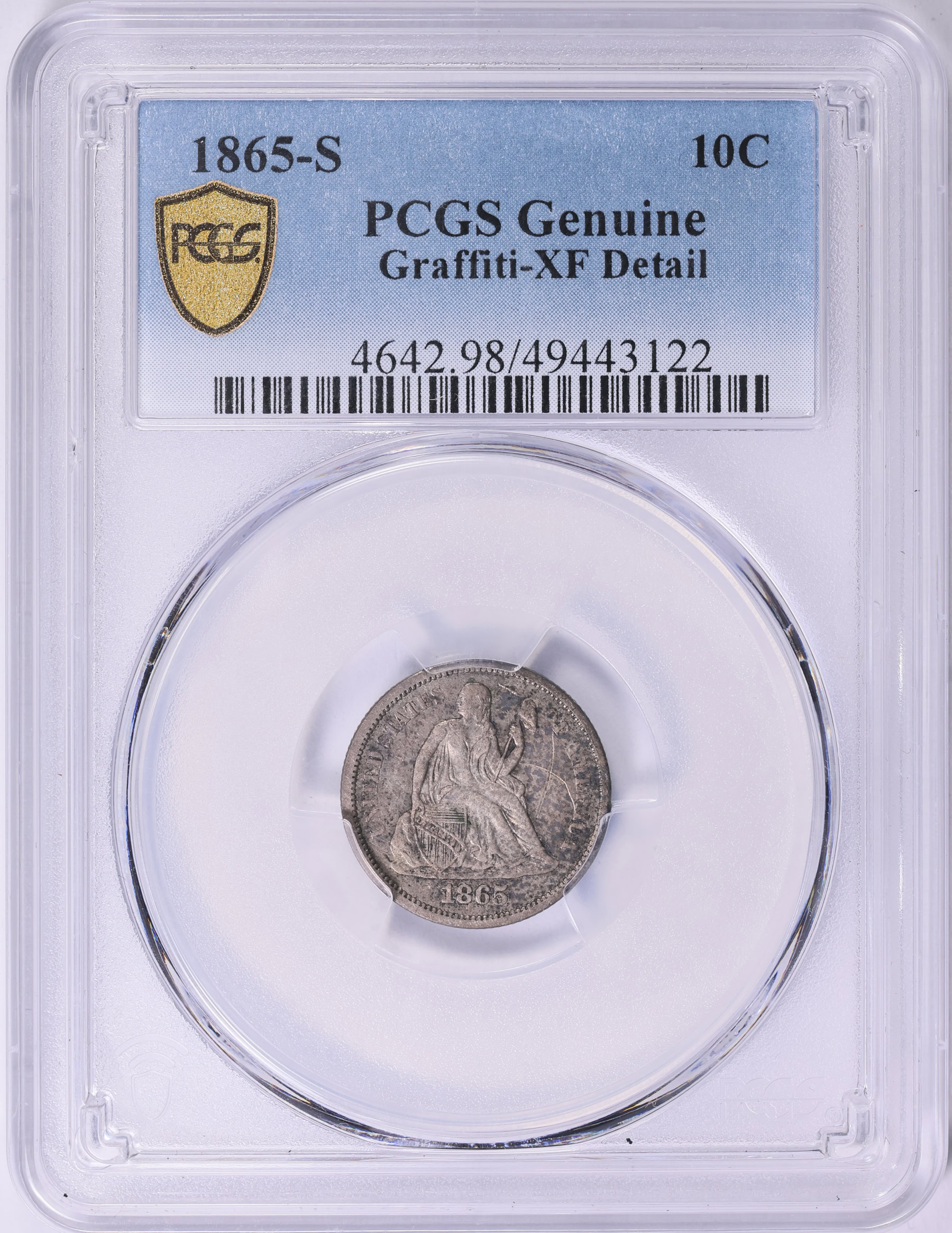 1865-S Seated Liberty Dime PCGS Genuine XF Details (Item 1874431 ...